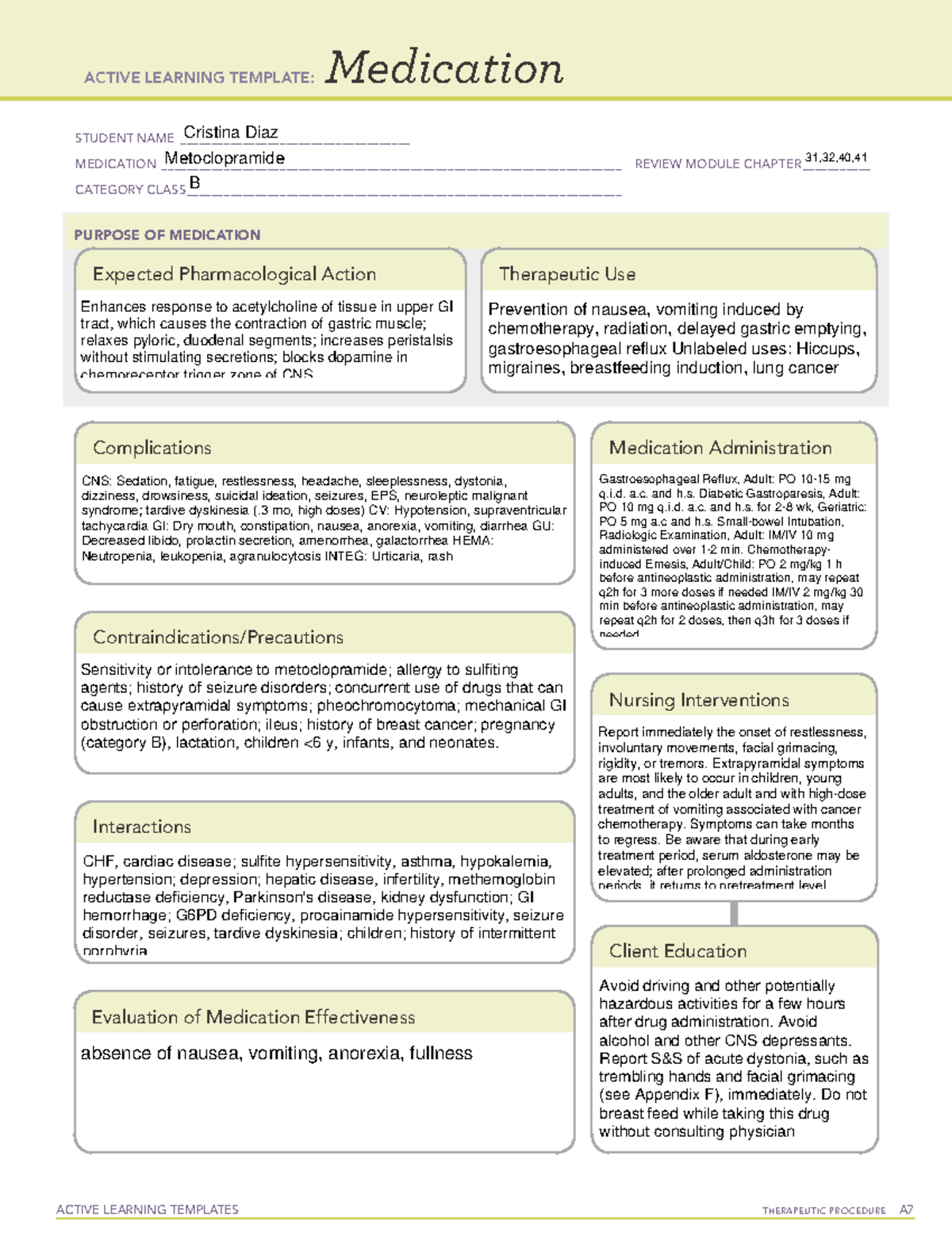 (Raglan)Metoclopramide - ####### ACTIVE LEARNING TEMPLATES THERAPEUTIC ...