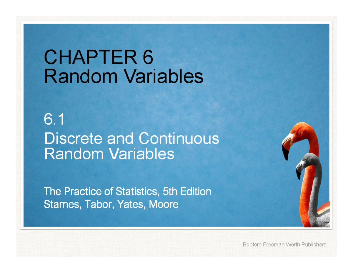 CH 6: Random Variables - Discrete & Continuous Concepts and Examples - Studocu