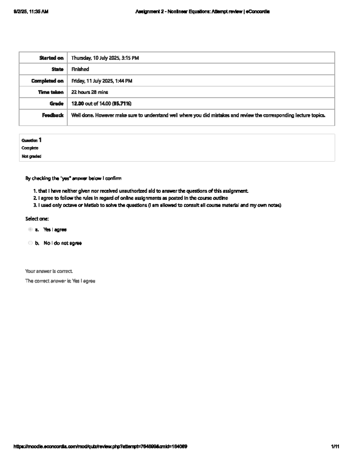 Assignment 2: Nonlinear Equations Review (eConcordia) - Studocu