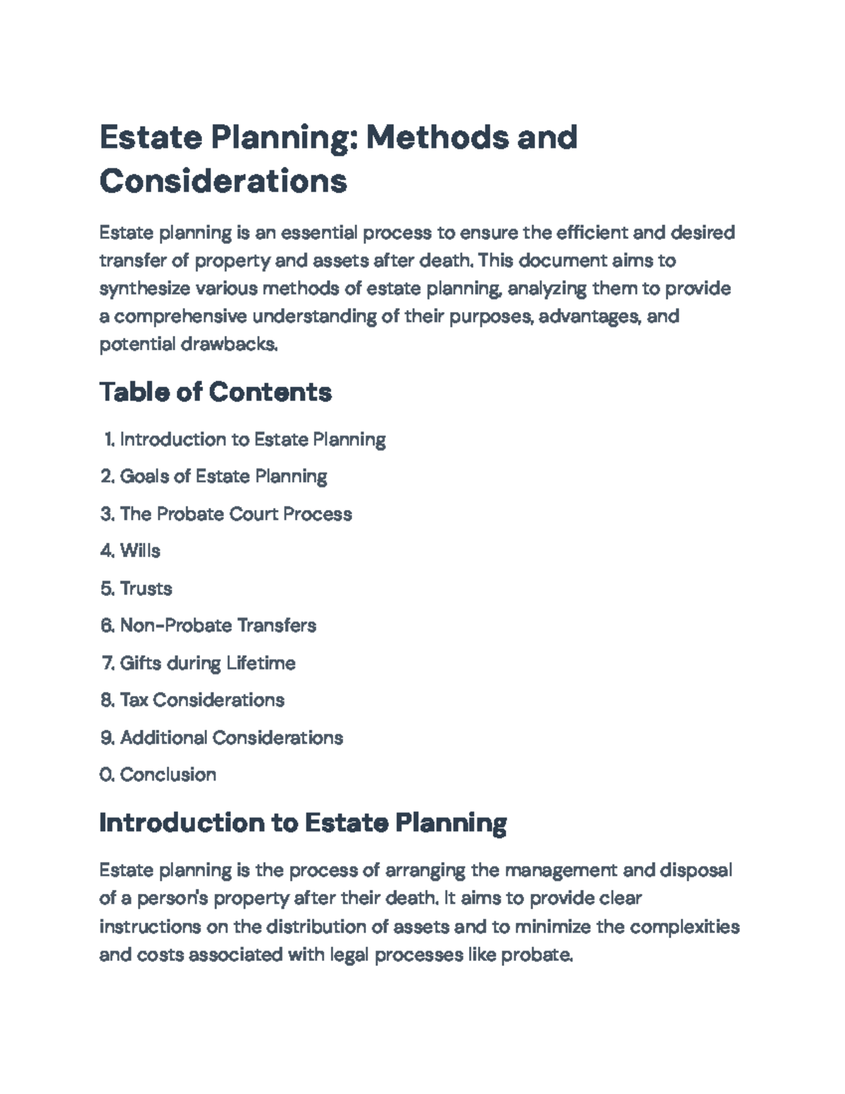 Estate Planning Methods & Considerations: A Comprehensive Overview ...