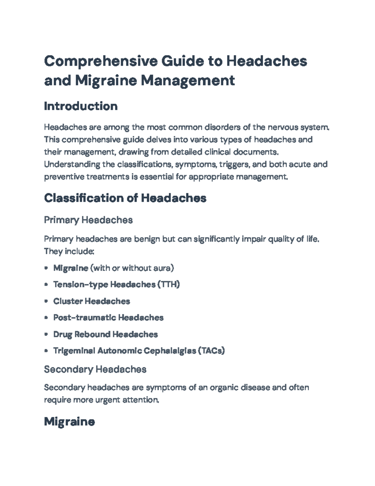 Comprehensive Guide to Headaches and Migraine Management ...