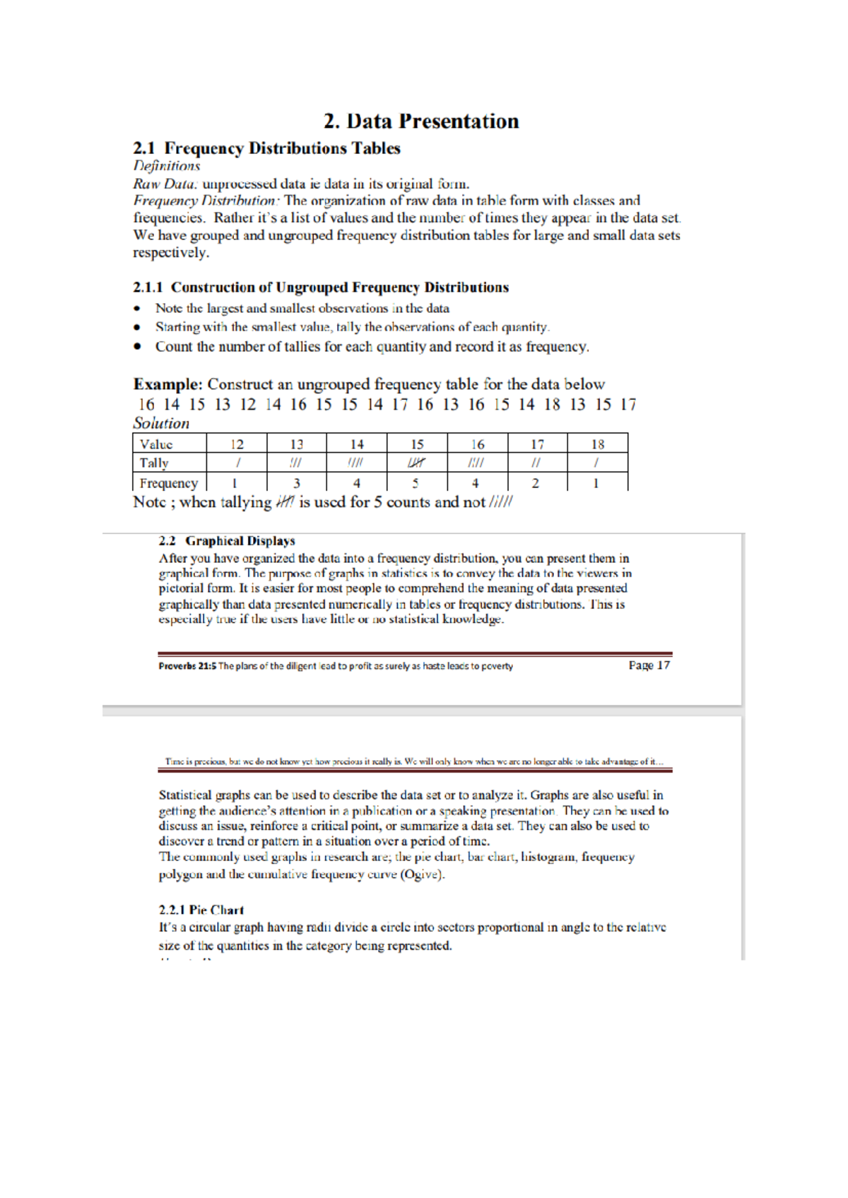 AMS 101 Lecture 2: Data Presentation & Frequency Distributions - Studocu