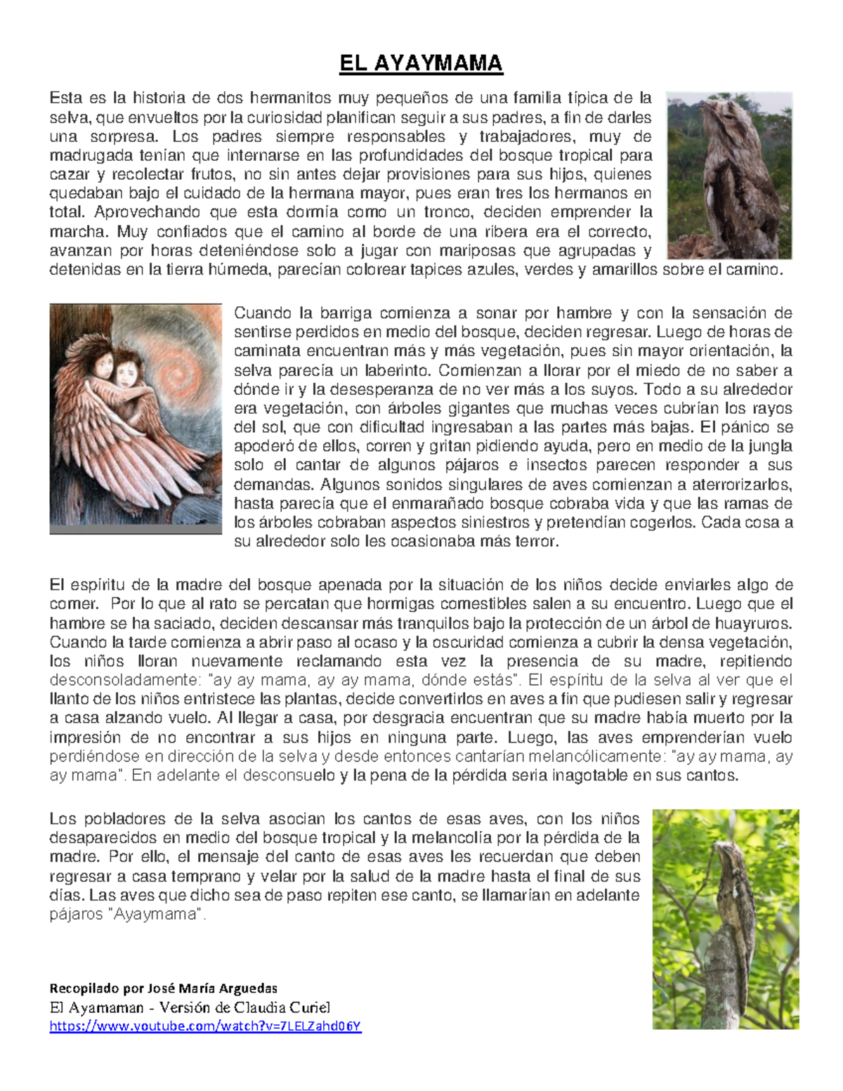 Ayaymama - Leyenda de la Selva Peruana y su Significado - Studocu