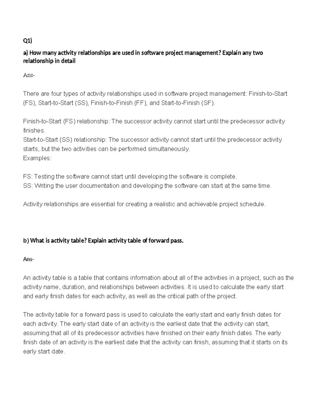 Q1-Q - Activity Relationships and Planning in Software Project ...