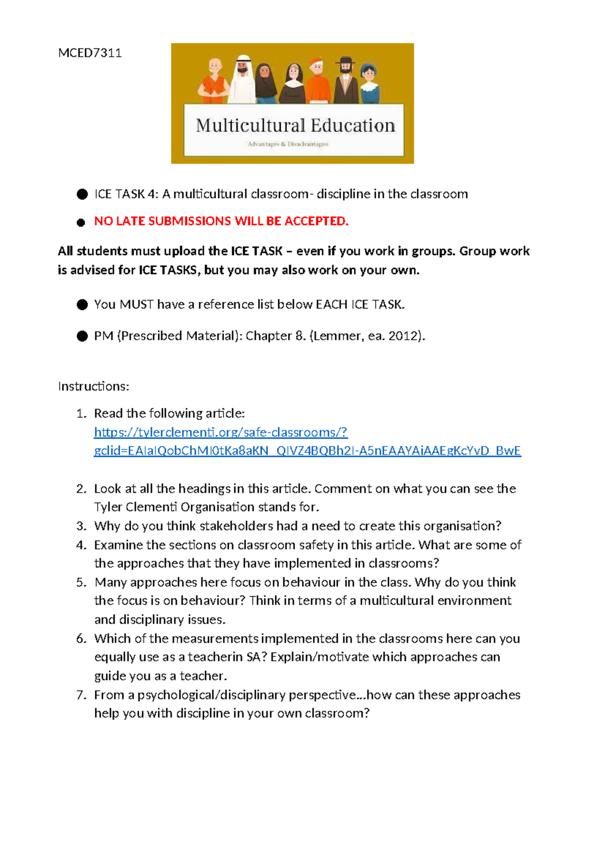 MCED7311- ICE TASK 4- LU 6- Ideas on how to apply MCED in a classroom ...