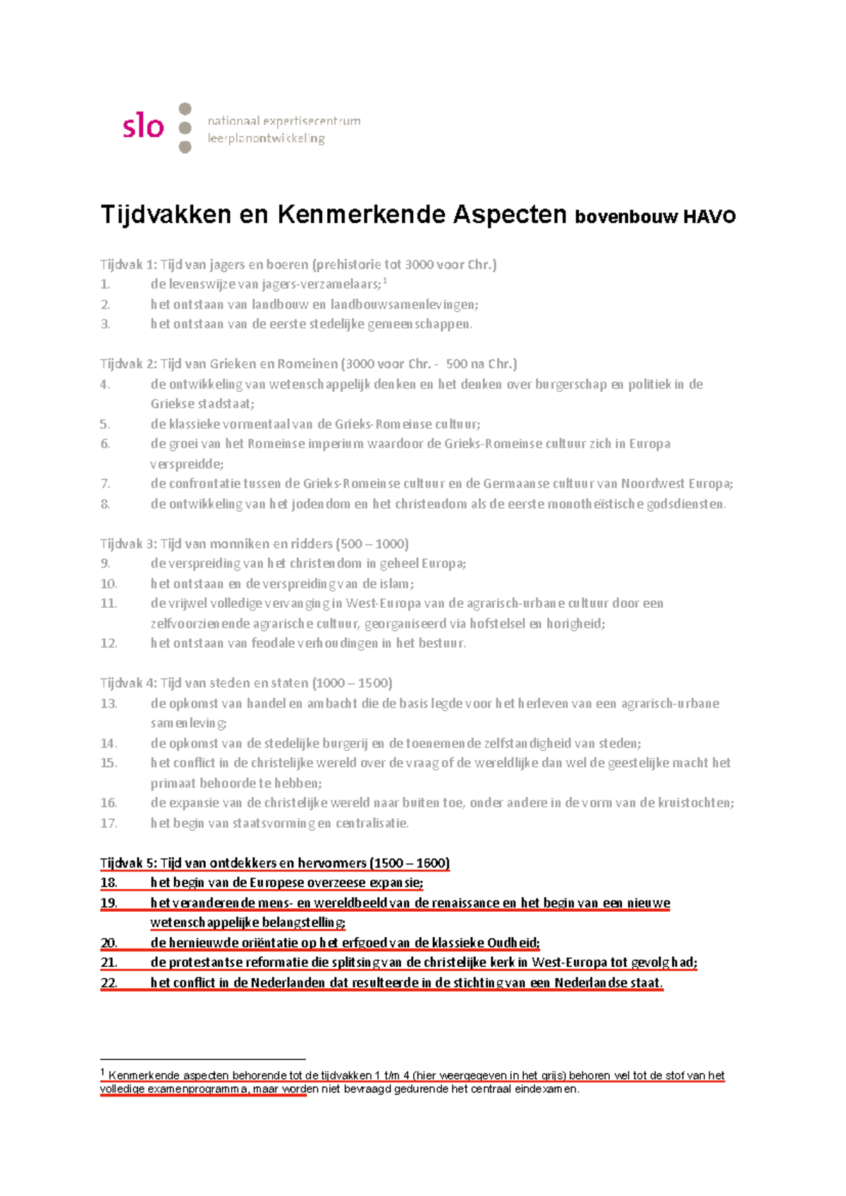 Tijdvakken en Kenmerken HAVO BB: Complete Overzicht voor Examen ...