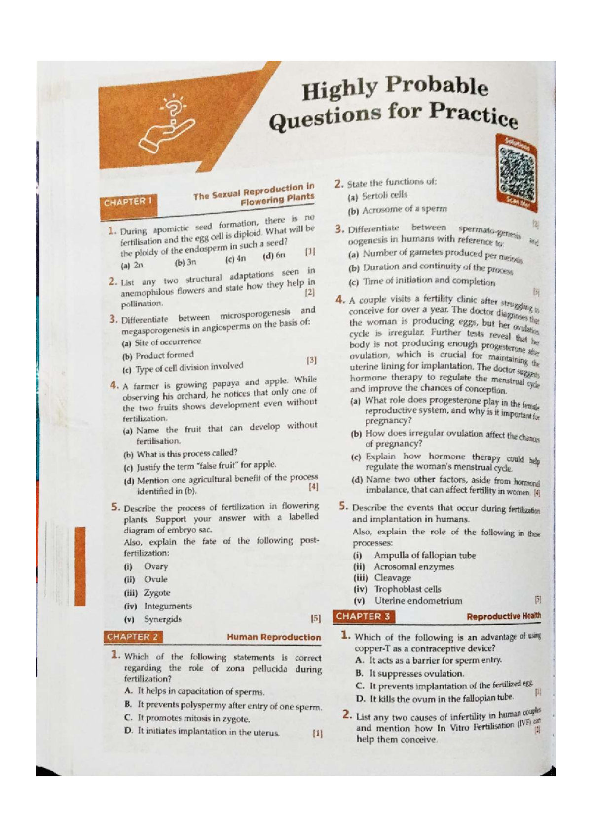 OSWAAL CBSE Sample Question Papers, BIOLOGY: Highly Probable Questions ...