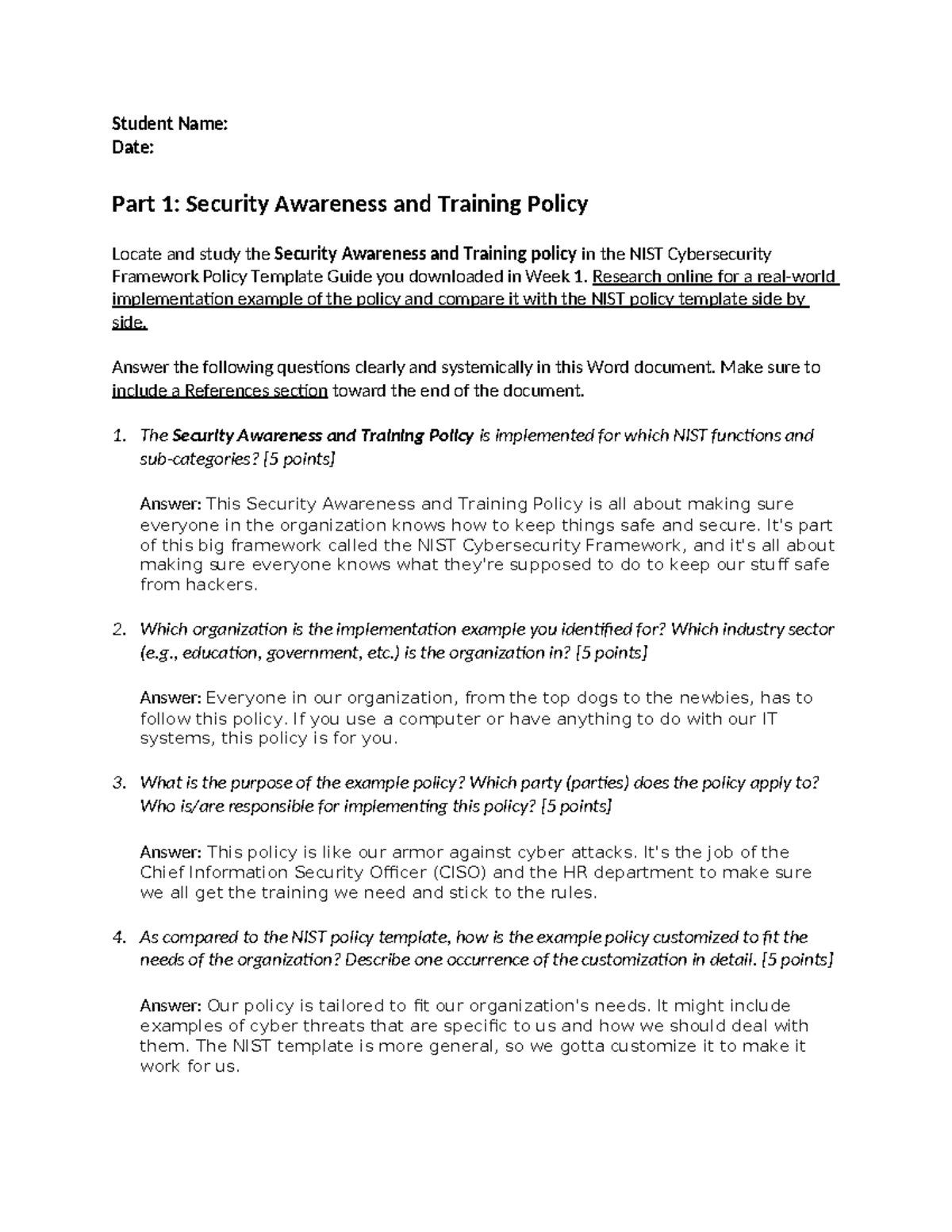 SEC310 Project Module 2 - Security Awareness & Contingency Planning ...