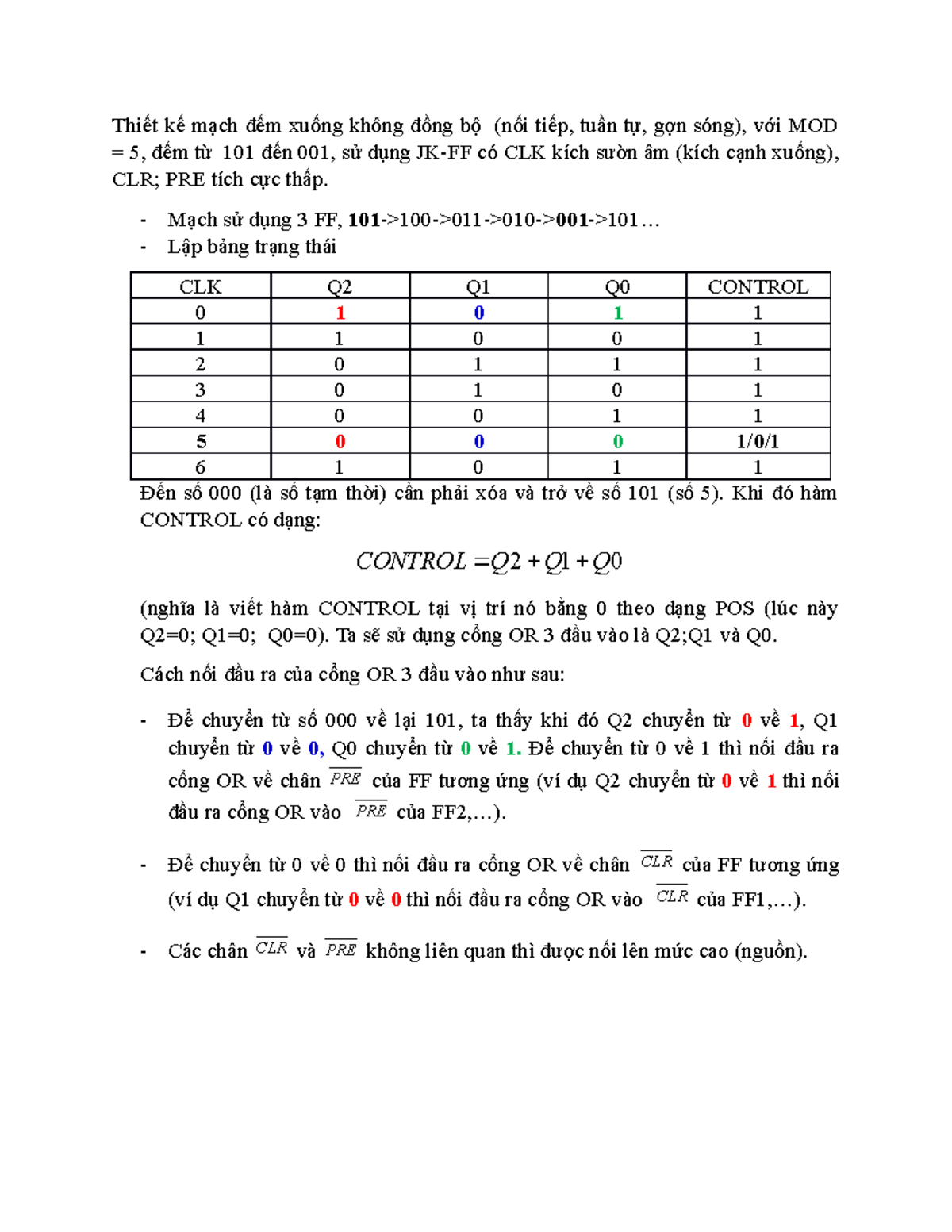 Thiết kế Mạch Đếm Xuống Không Đồng Bộ MOD 5 và Phân Tích - Studocu