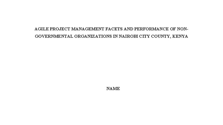 AGILE PROJECT MANAGEMENT IN NGOs: PERFORMANCE IN NAIROBI (HDE 314 ...