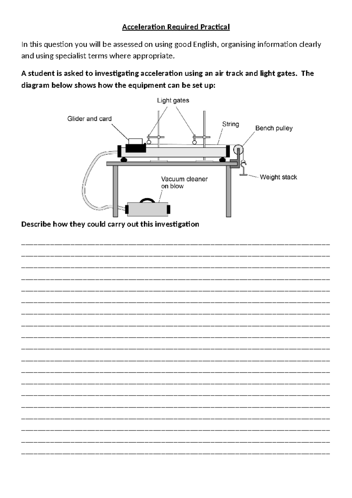 Student Long Answer Question Acceleration Required Prac - Acceleration ...