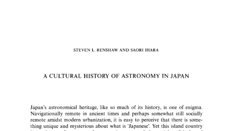 Cultural Astronomy in Japan: Insights into Heritage and Influence - Studocu