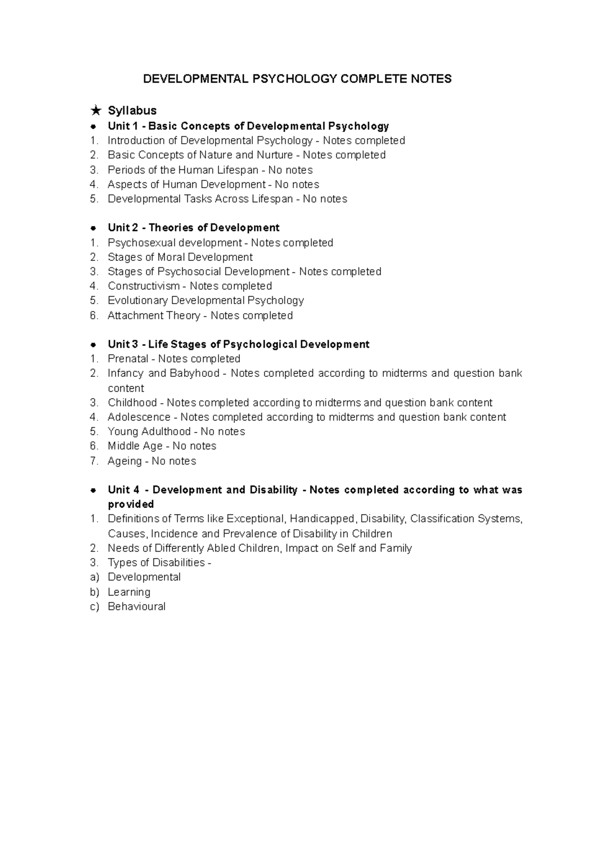 MSc Developmental Psychology Complete Notes - Semester 1 Overview - Studocu