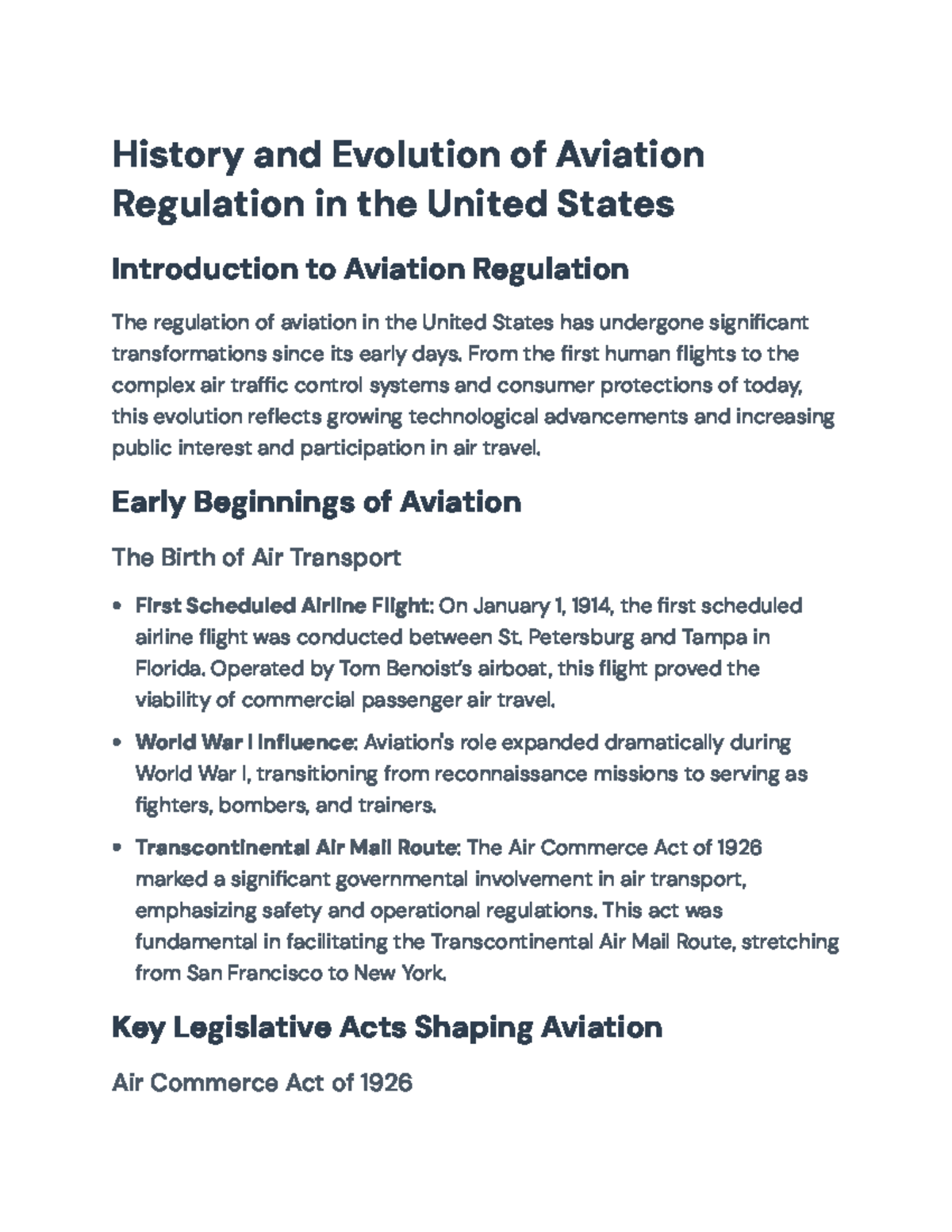 History and Evolution of Aviation Regulation in the U.S. - History and ...