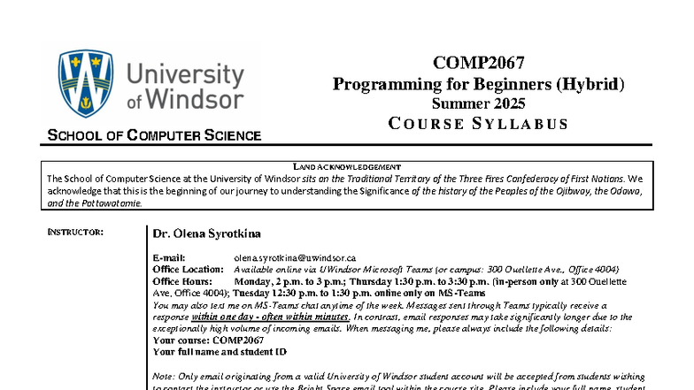 COMP2067 Programming for Beginners Syllabus - Summer 2025 - Studocu