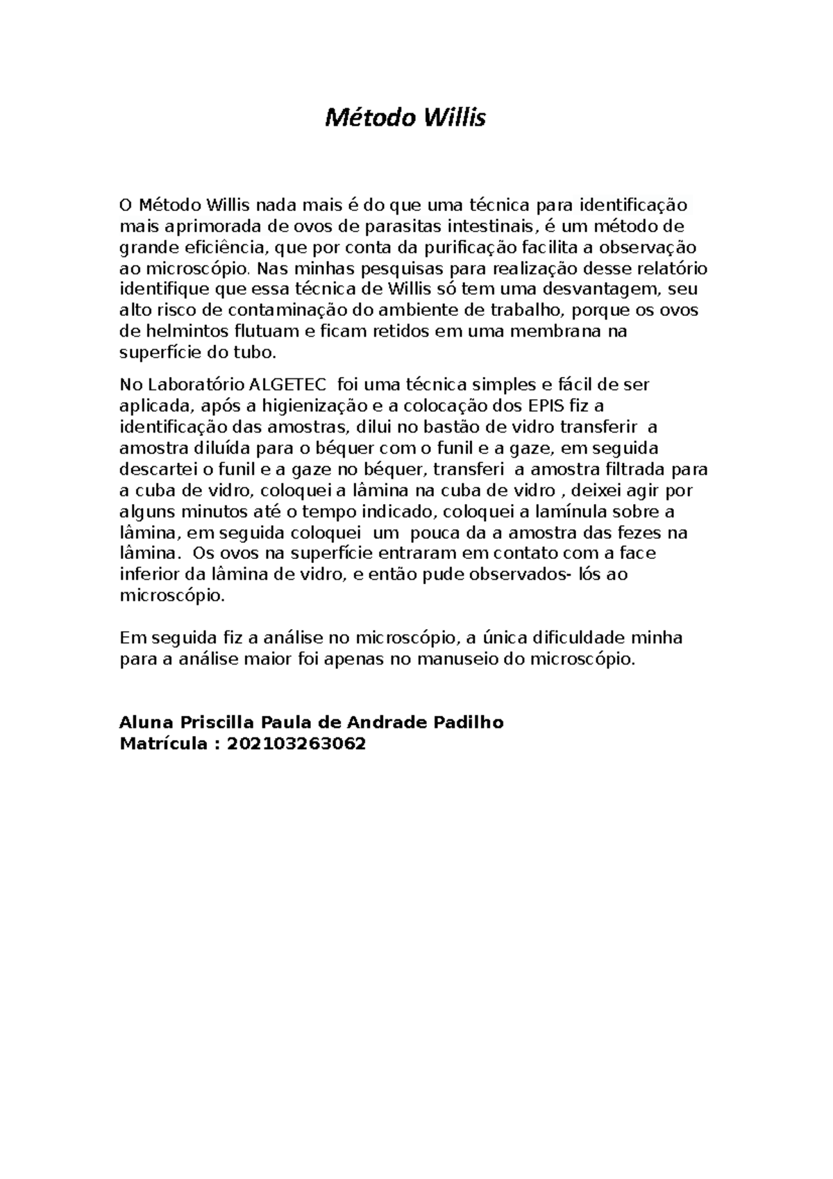 Método Willis: Identificação Eficiente de Ovos de Parasitas Intestinais ...