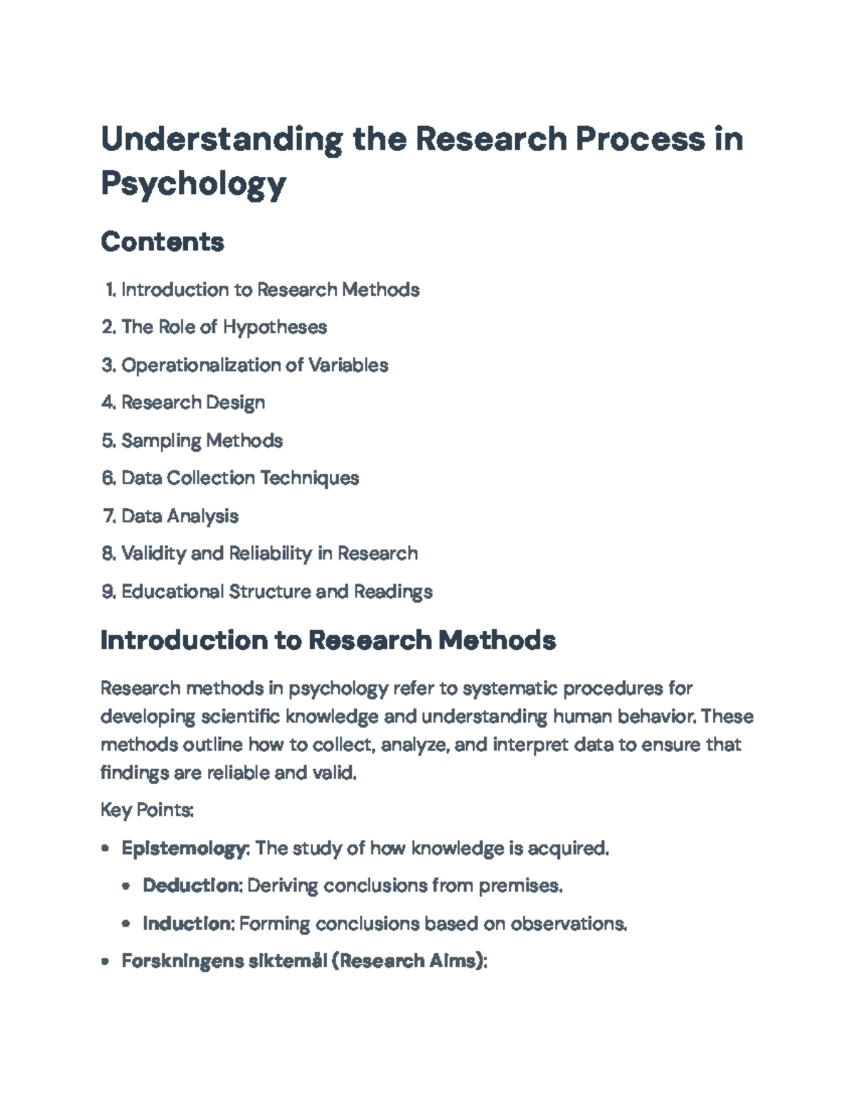 Research Methodology in Psychology: Understanding Methods and ...