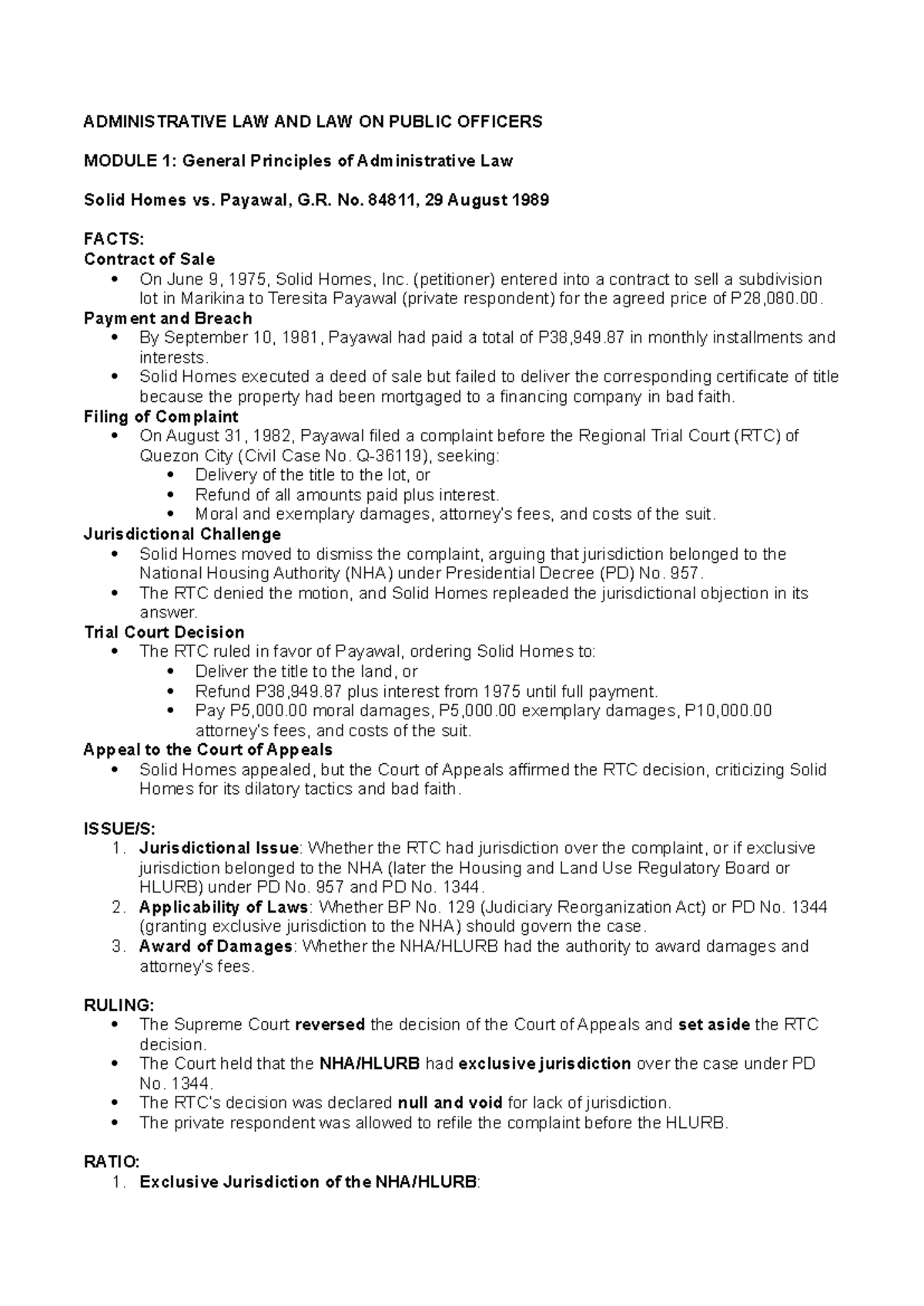Admin-LAW M1: Case Digest on Administrative Law Principles and ...
