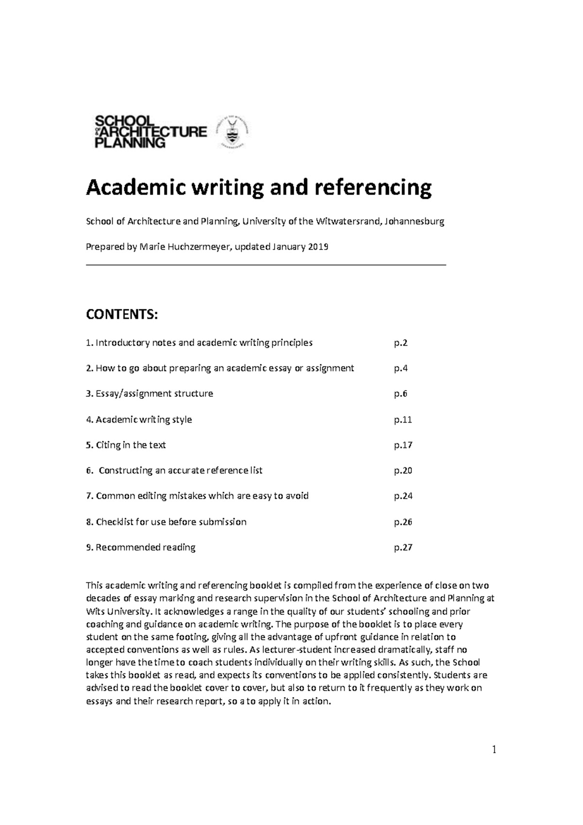 Academic Writing Handbook: Principles and Referencing Guide (Jan 2019 ...
