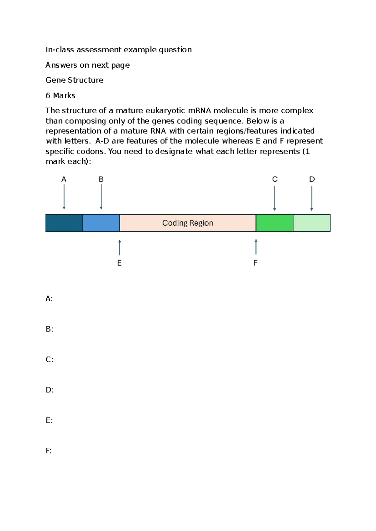 Test Example Question- Genomics - In-class assessment example question ...
