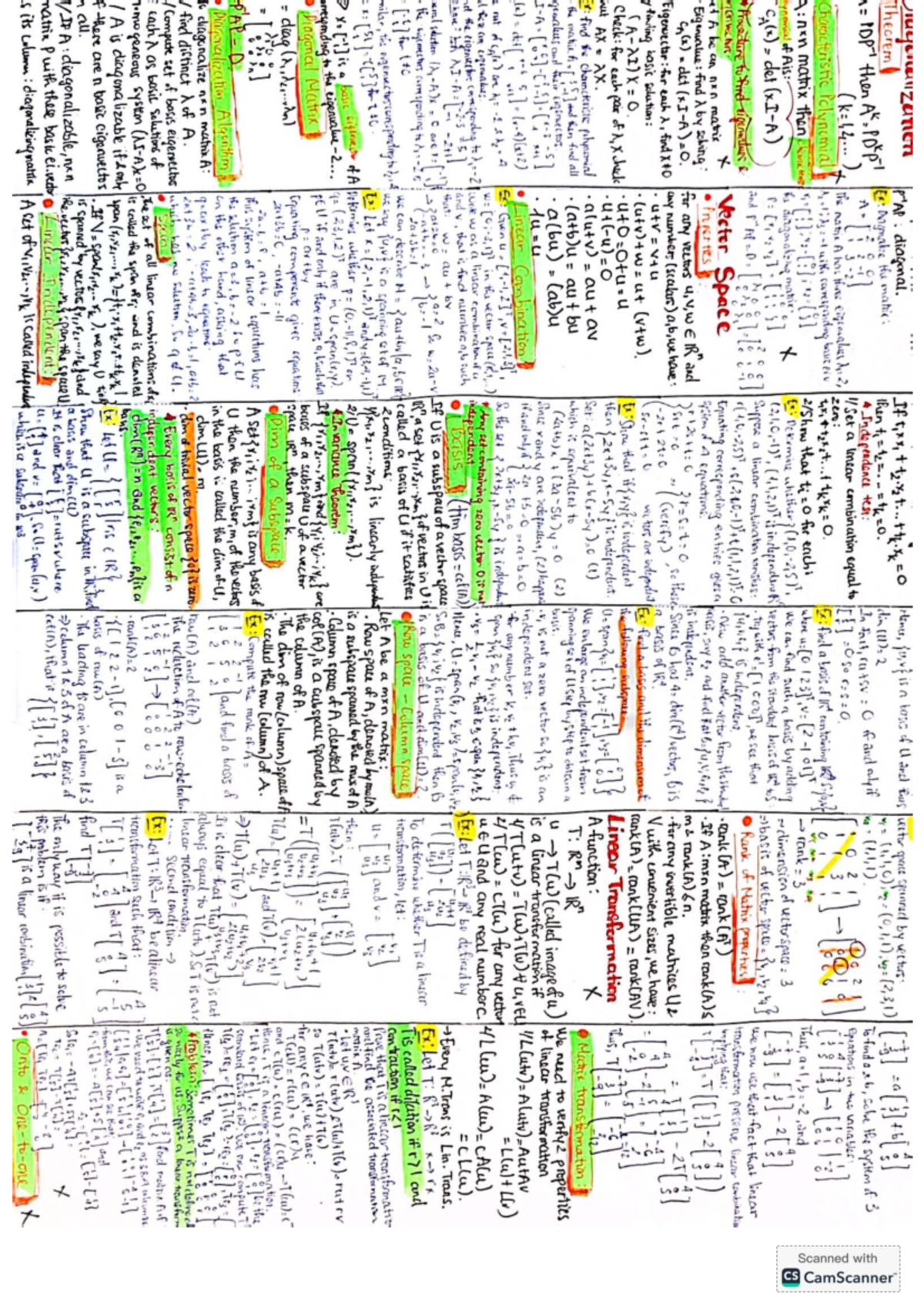 Final Exam Notes: Diagonalization and Linear Transformations (MATH 303 ...