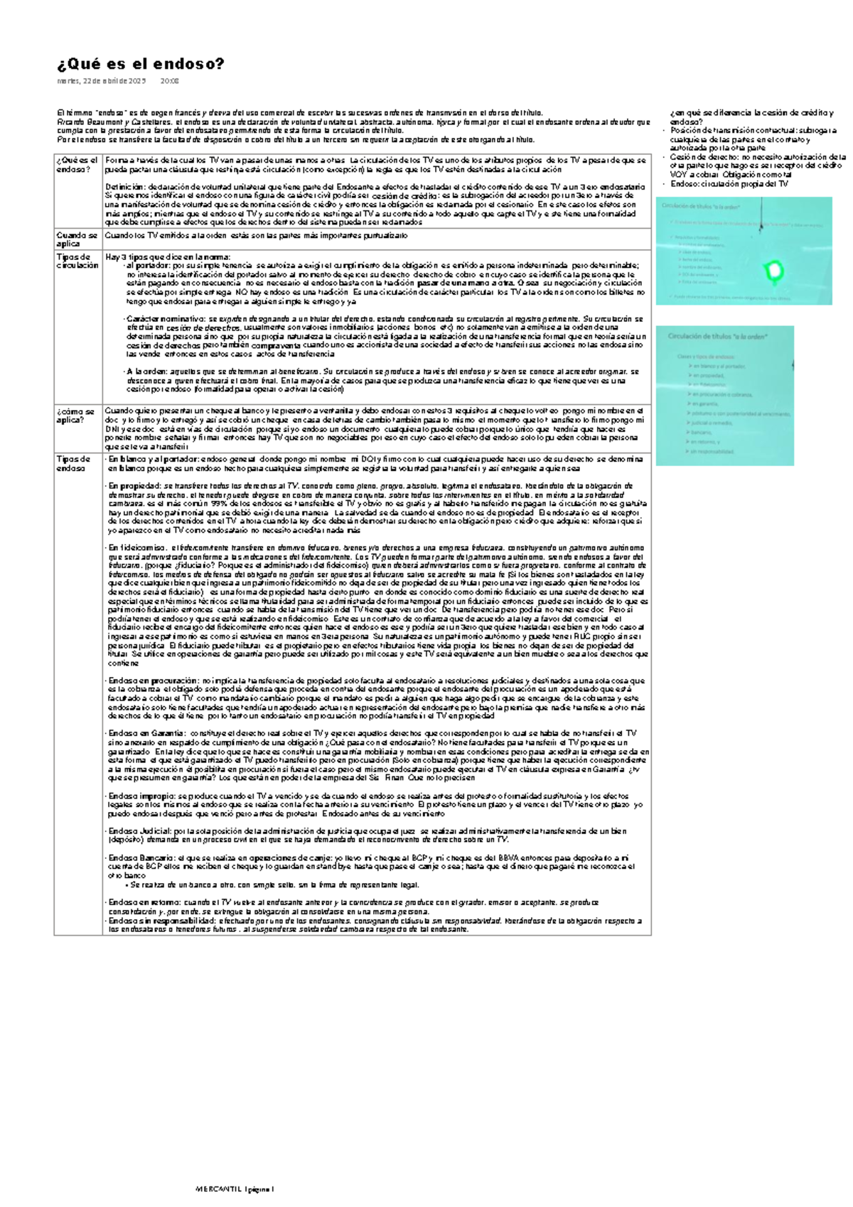 ¿Qué es el Endoso? Análisis y Tipos - MERCANTIL I - Studocu