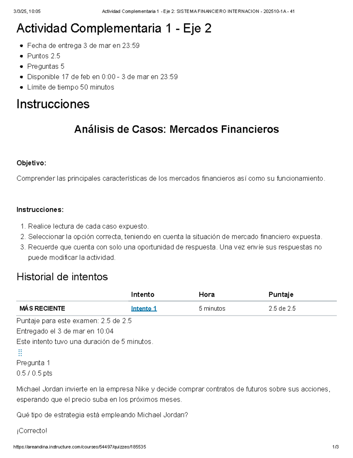 Actividad Complementaria 1 - Eje 2 Sistema Financiero Internacion - 2025 - Actividad ...