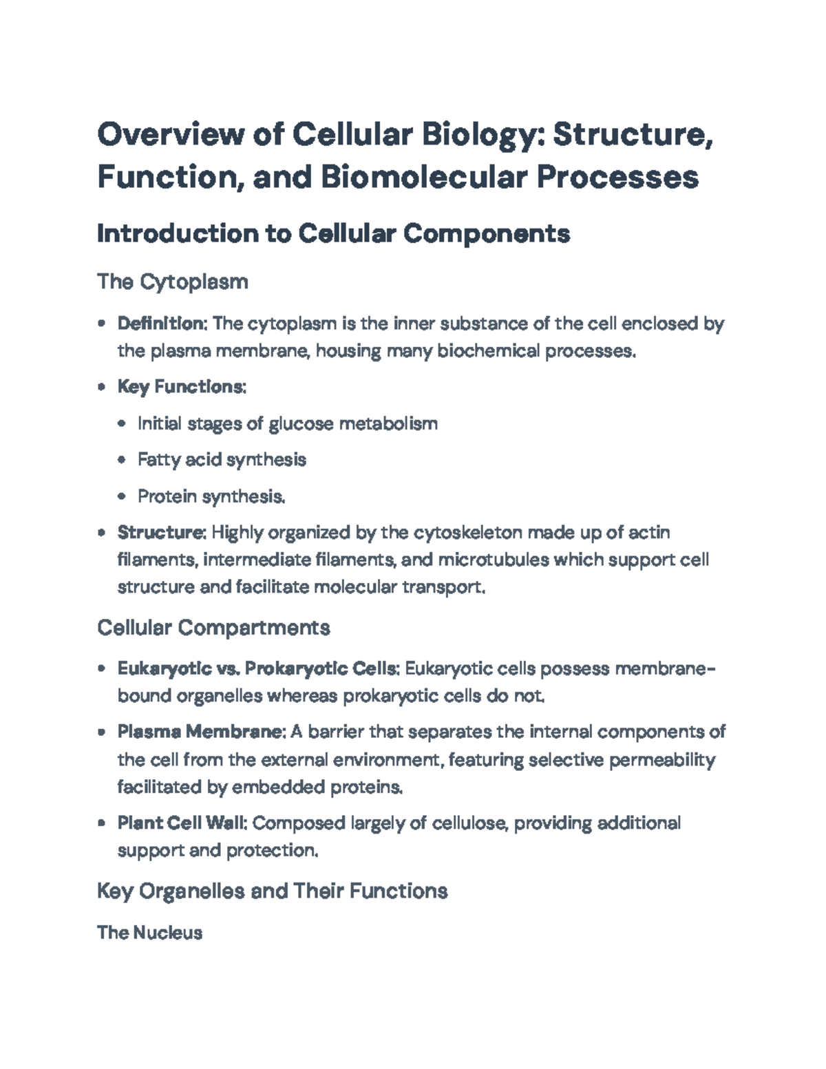 Cellular Biology Overview: Structure, Functions, and Biomolecules ...