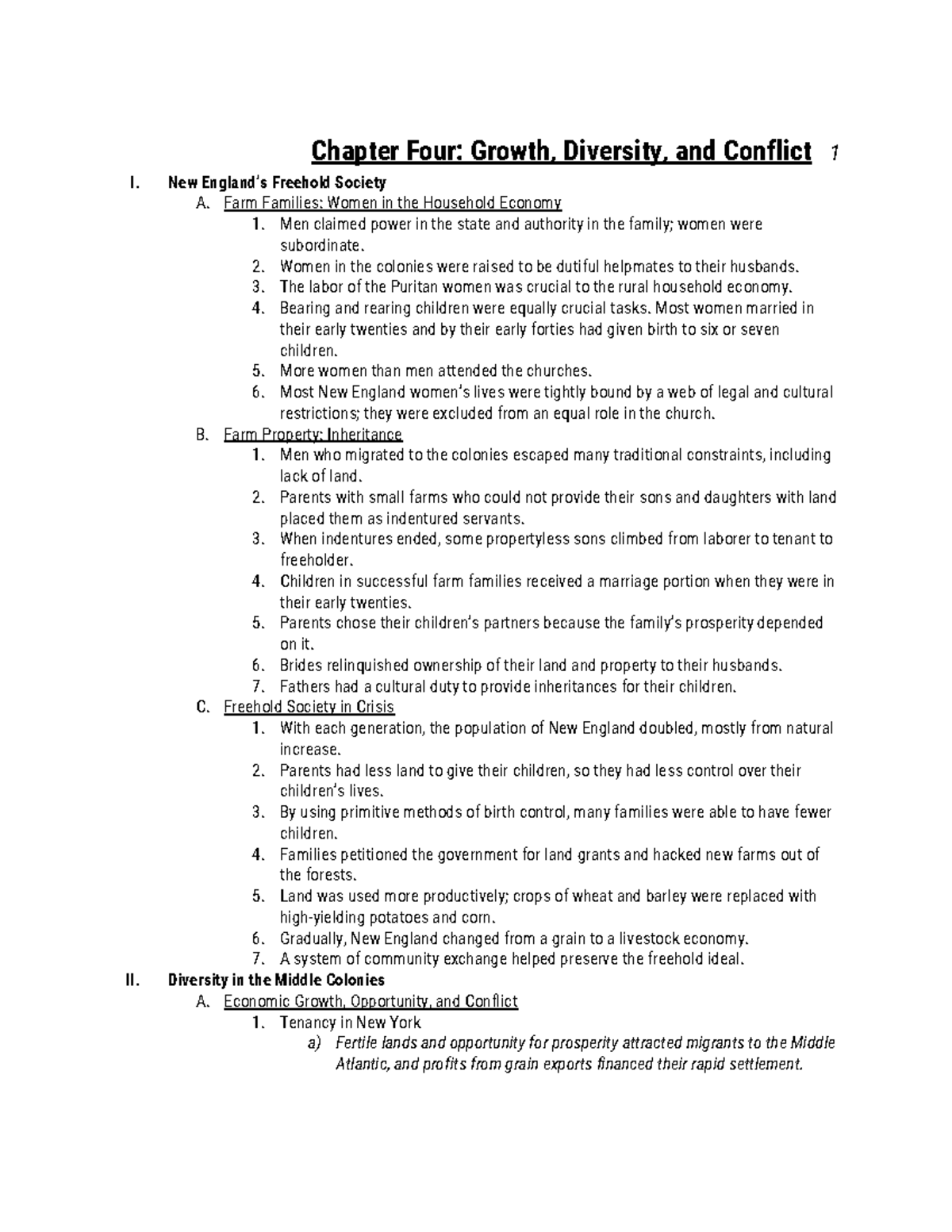 Chapter 4: Growth, Diversity, and Conflict in Early America - Studocu