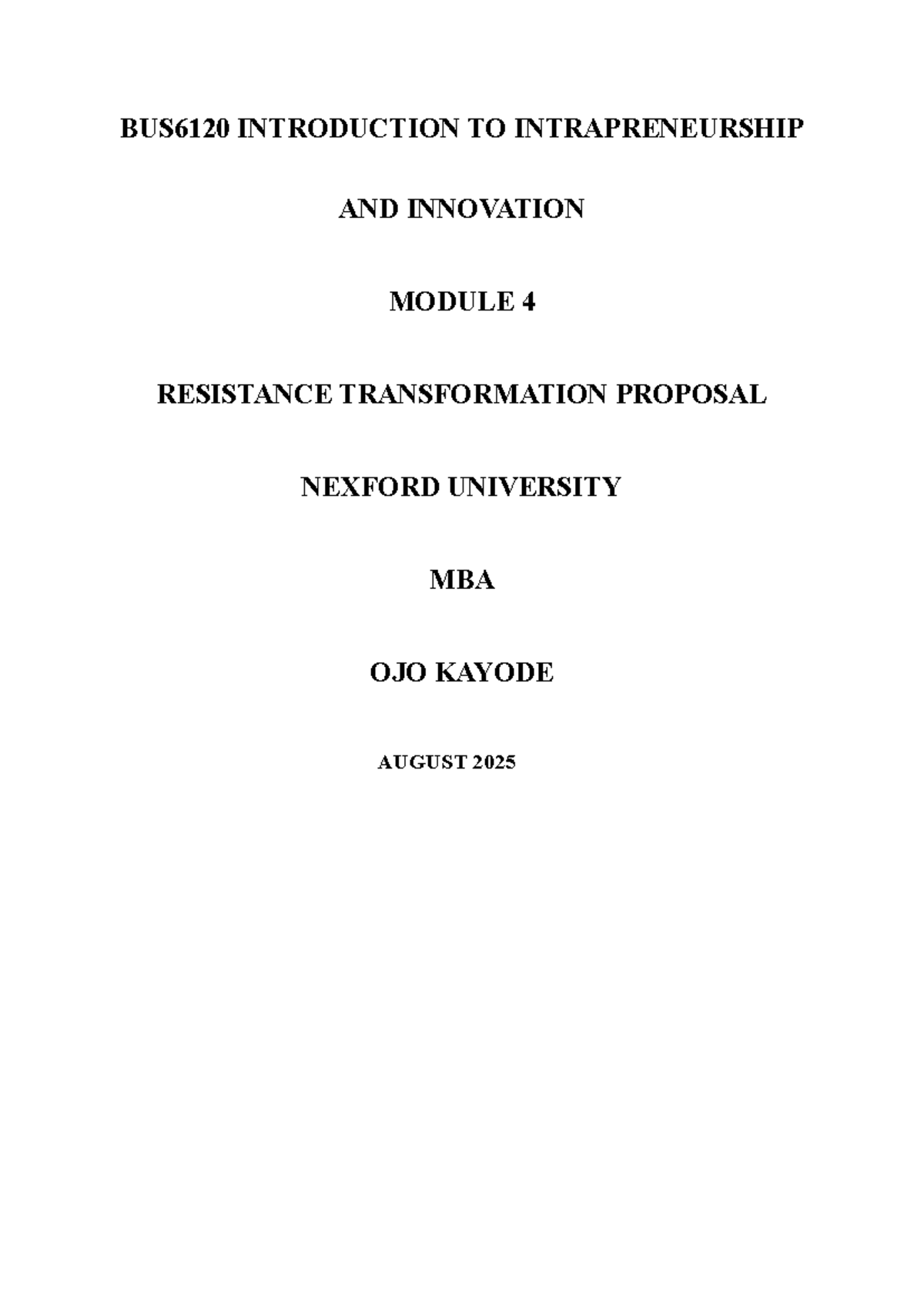 BUS6120 Module 4: Intrapreneurship & Innovation Proposal for Lucky Air ...