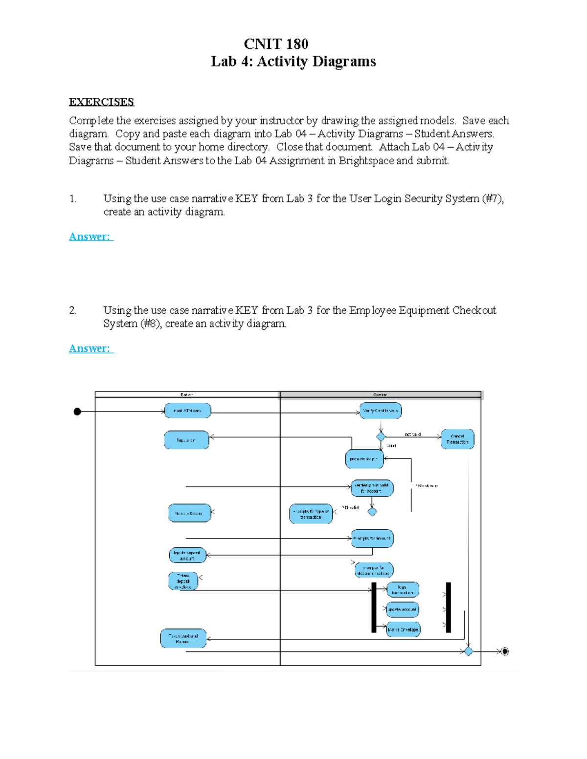 Lab 04 - Activity Diagrams: Student Exercise Responses - Studocu