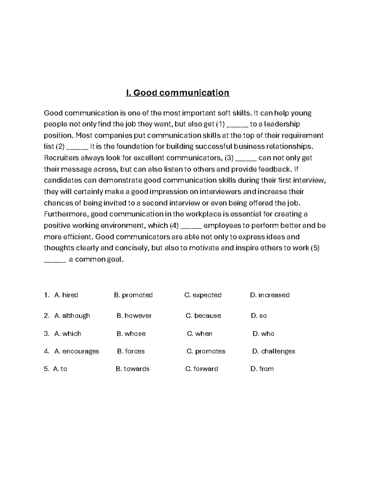 Effective Communication Skills: Reading Part 1 - Studocu