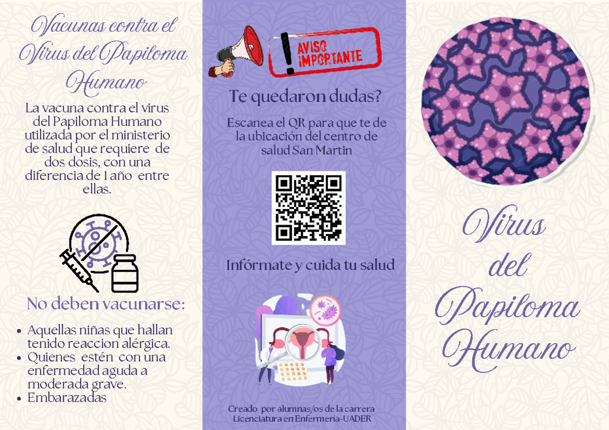 Folleto sobre Vacunas contra el VPH - Lic. en Virus del Papiloma Humano ...