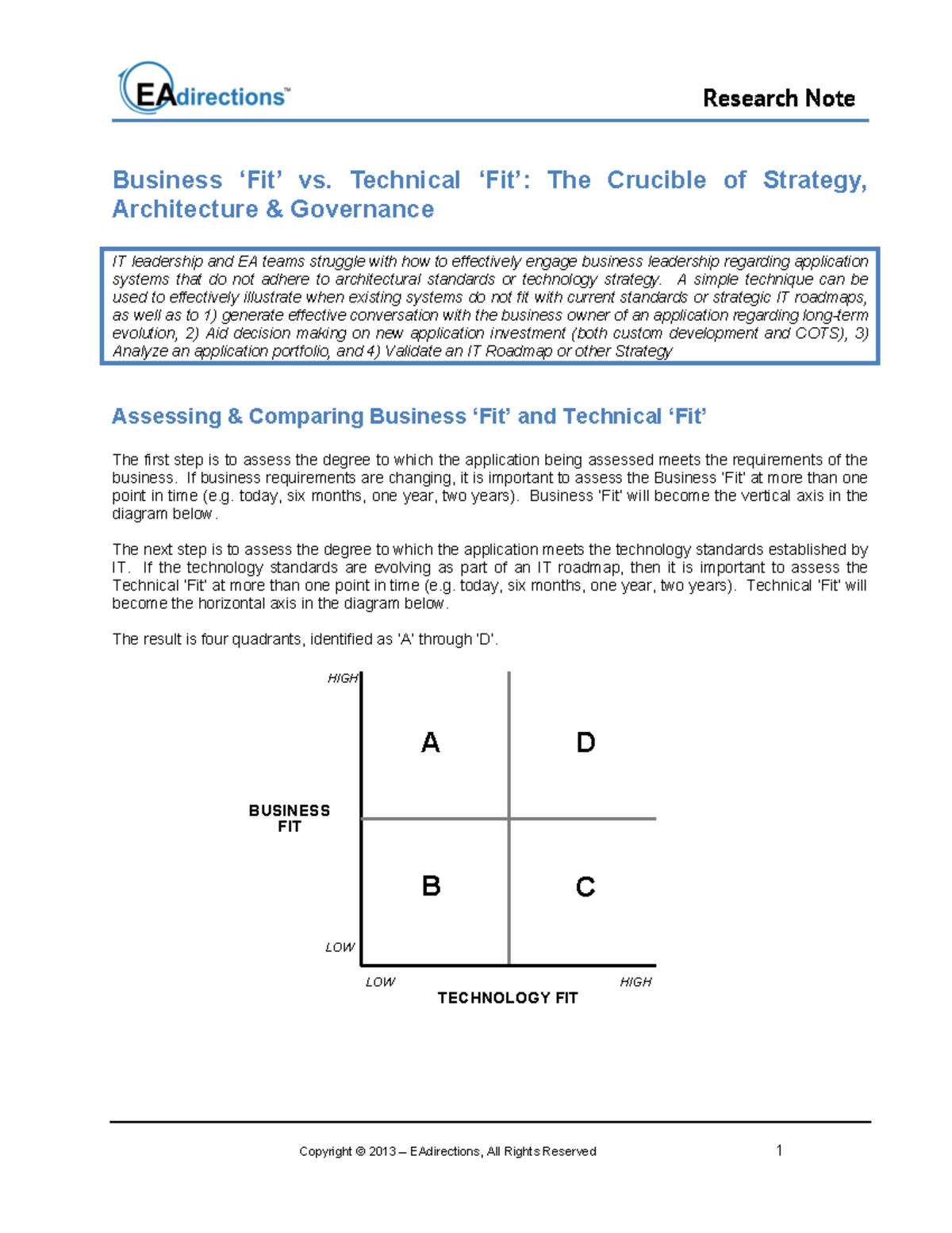 Business vs Technical Fit: Examining Strategy and Governance - Studocu