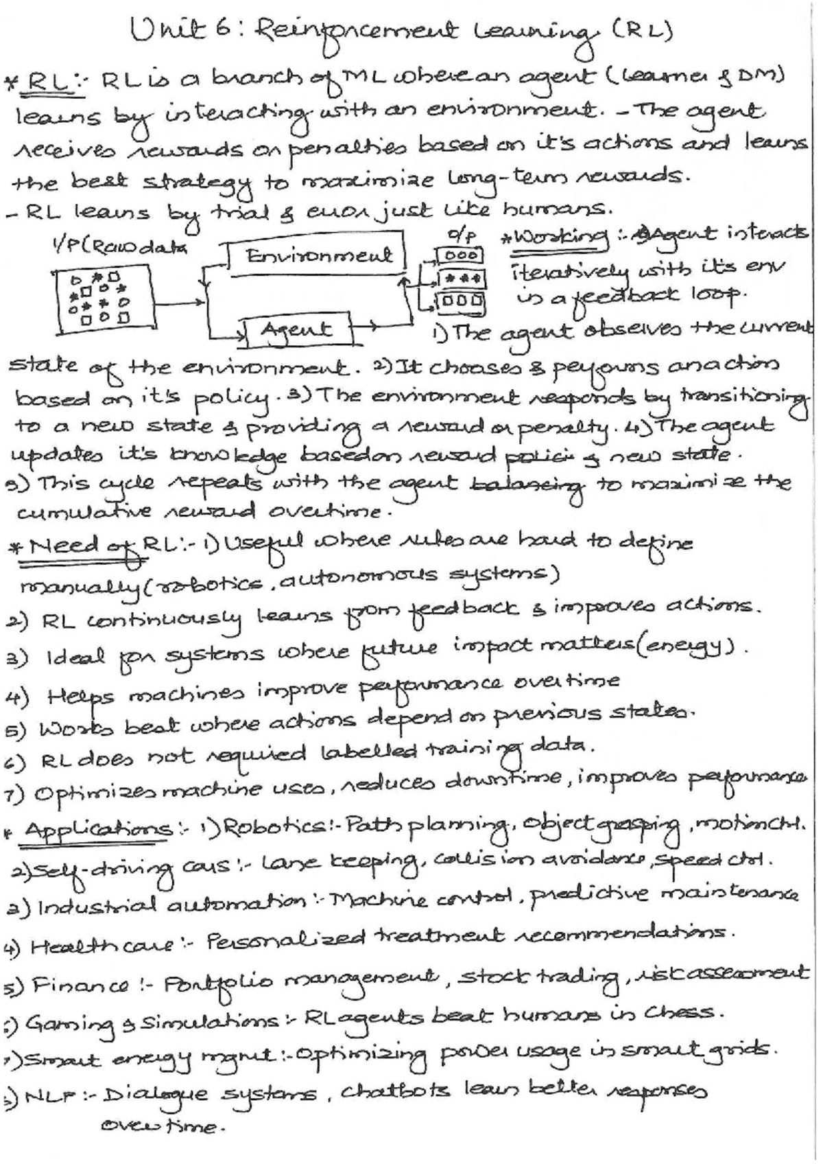 Unit 6: Reinforcement Learning (RL) Overview - ABC - Studocu