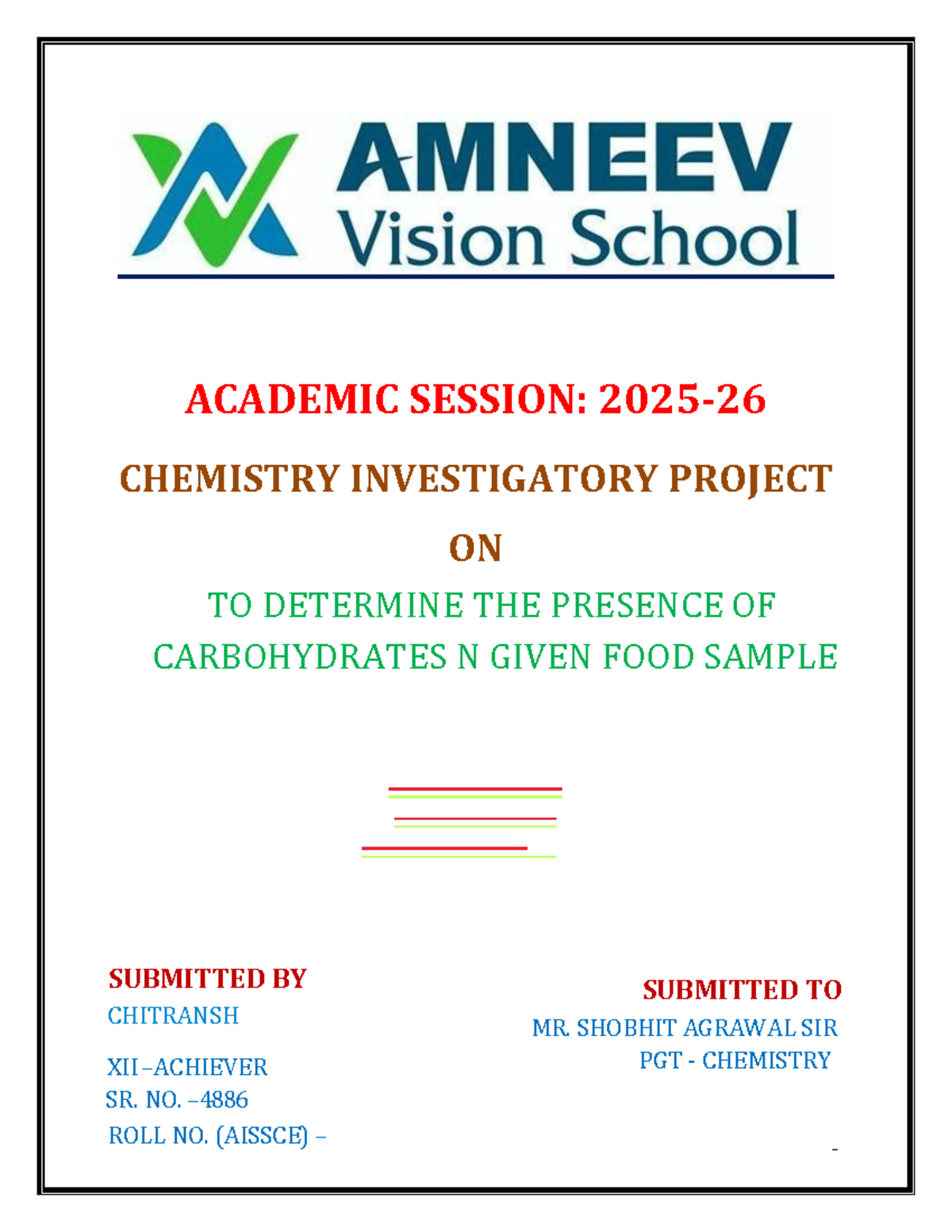 Chemistry Investigatory Project: Carbohydrate Detection in Food Samples ...