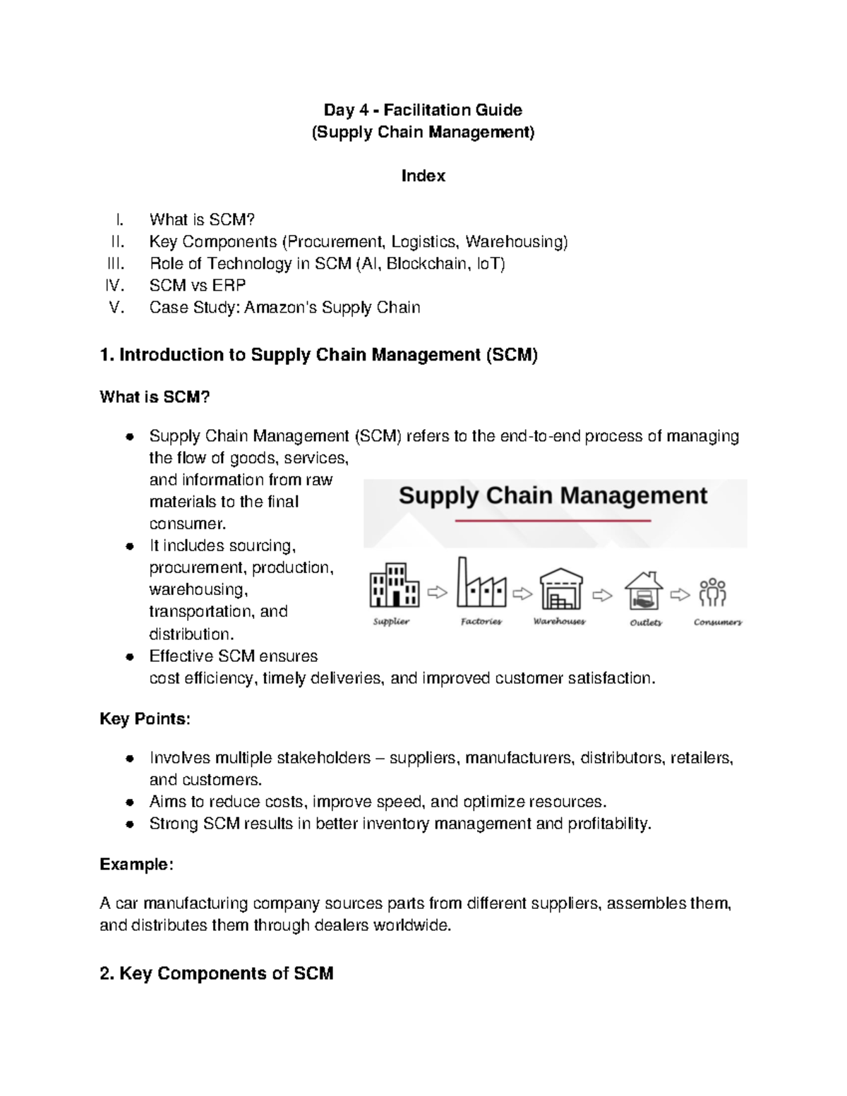 Day 4 SCM Facilitation Guide: Key Components & Technology Insights ...