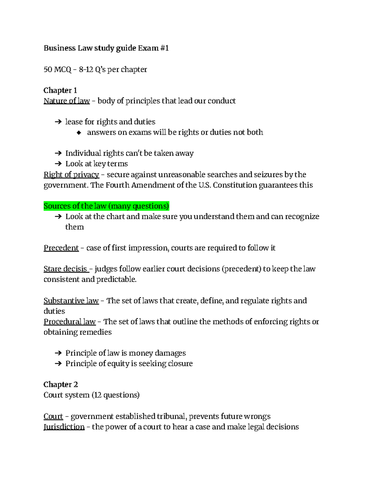 Business Law Study Guide: Exam 1 Overview & Key Concepts - Studocu