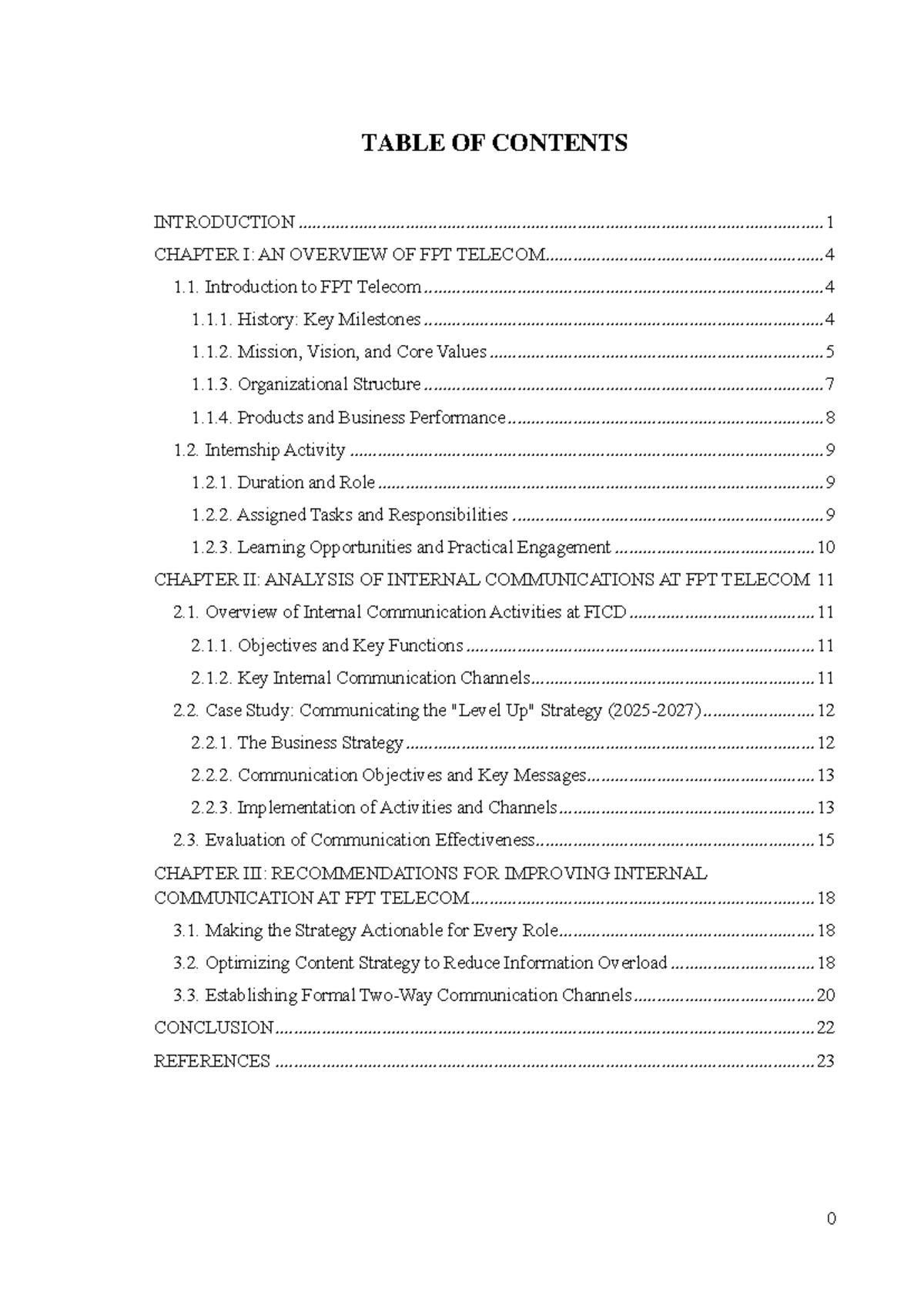 Final Report: Role of Internal Communications in Business Strategy at ...