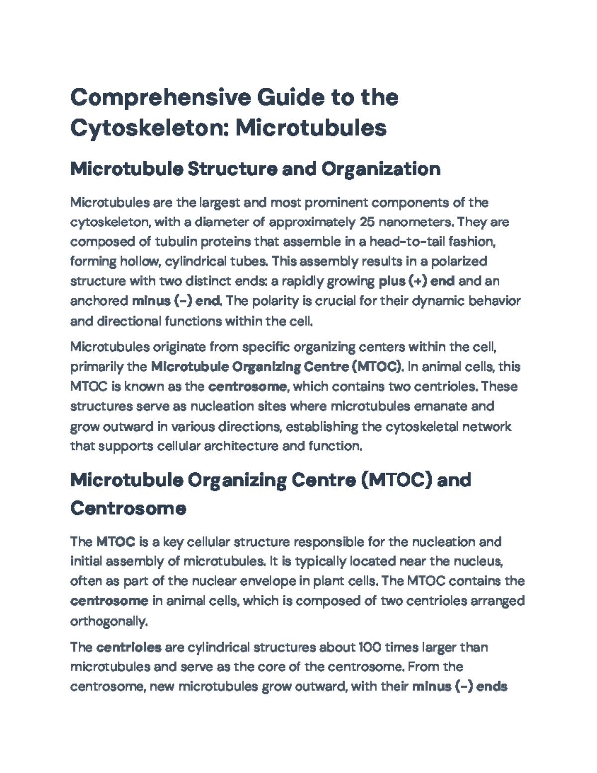 Comprehensive Guide to Microtubule Functions and Structure in Cells ...