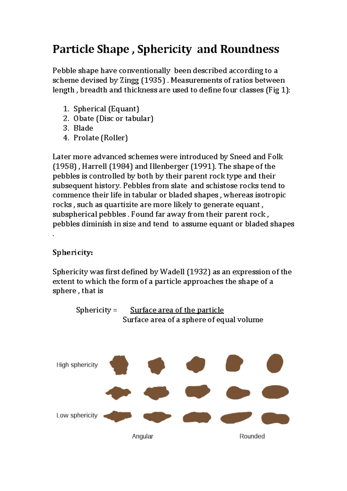 Particle Shape, Sphericity and Roundness in Sediments Analysis - Studocu