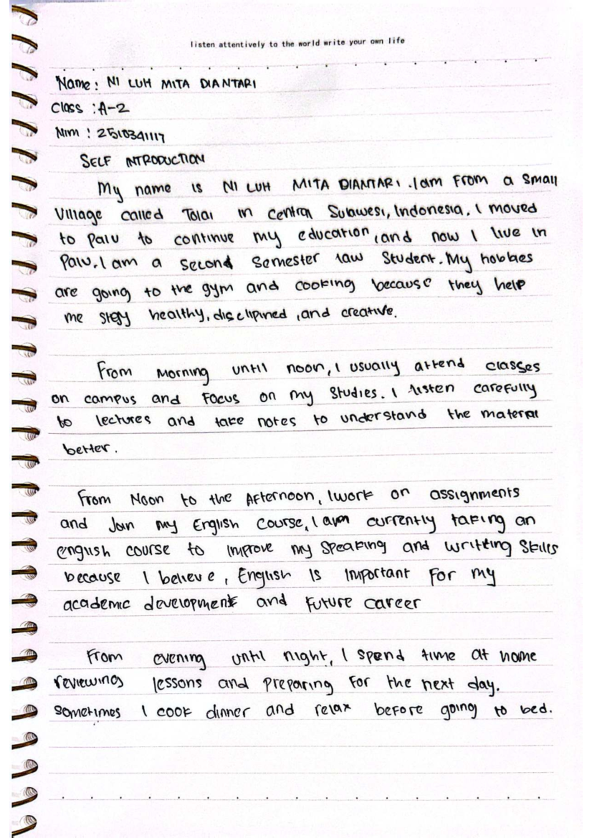 English Assignment - Reflection on Life Lessons and Growth - Studocu