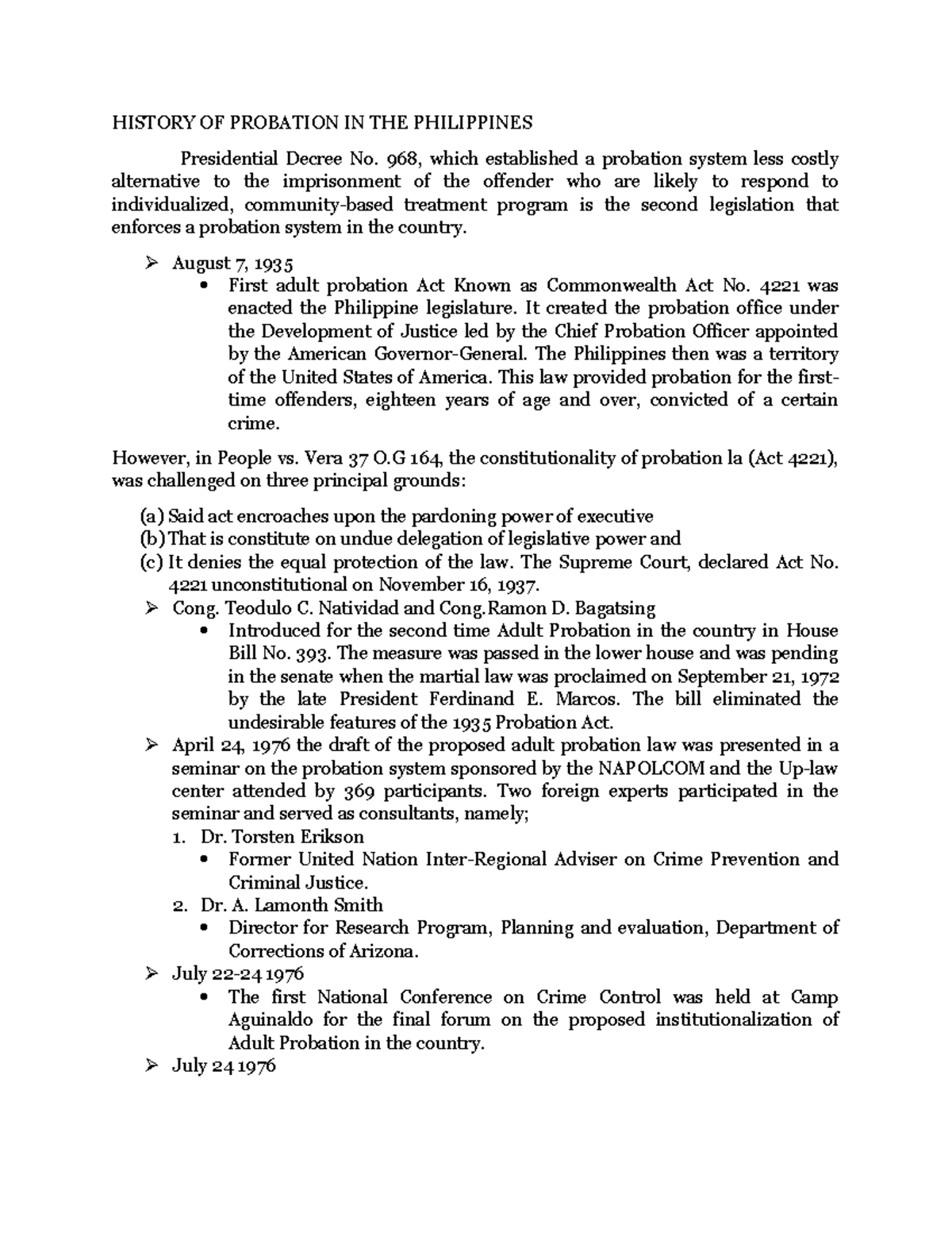 HISTORY OF PROBATION IN THE PHILIPPINES: A Comprehensive Review (CA1023 ...