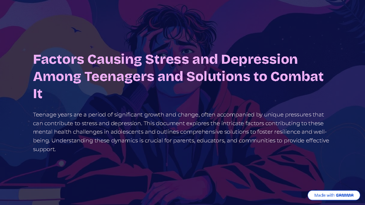 Factors Contributing to Teen Stress & Depression: Solutions (Class XII ...