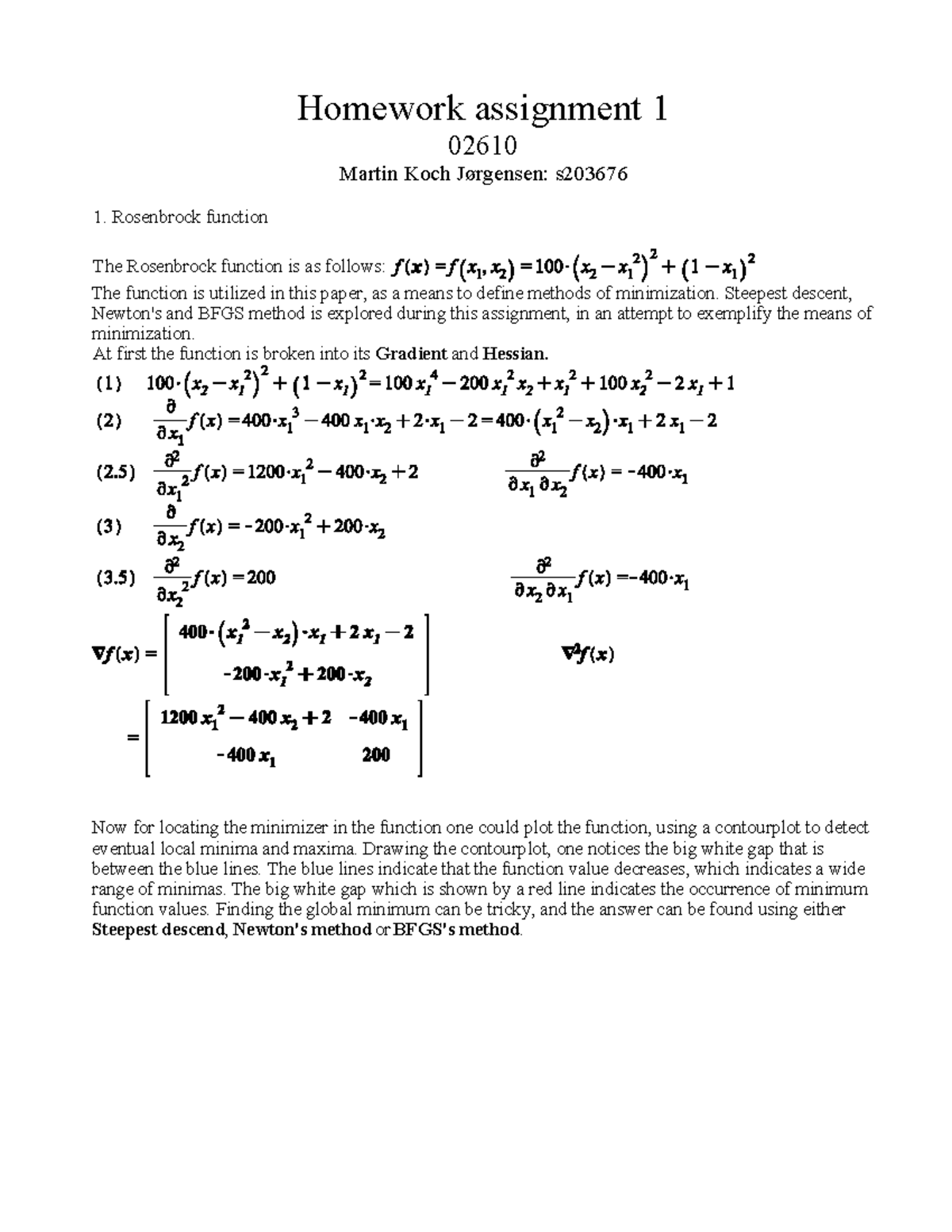 Data Fitting - 02610 Assignment 1: Minimization Methods Explained - Studocu