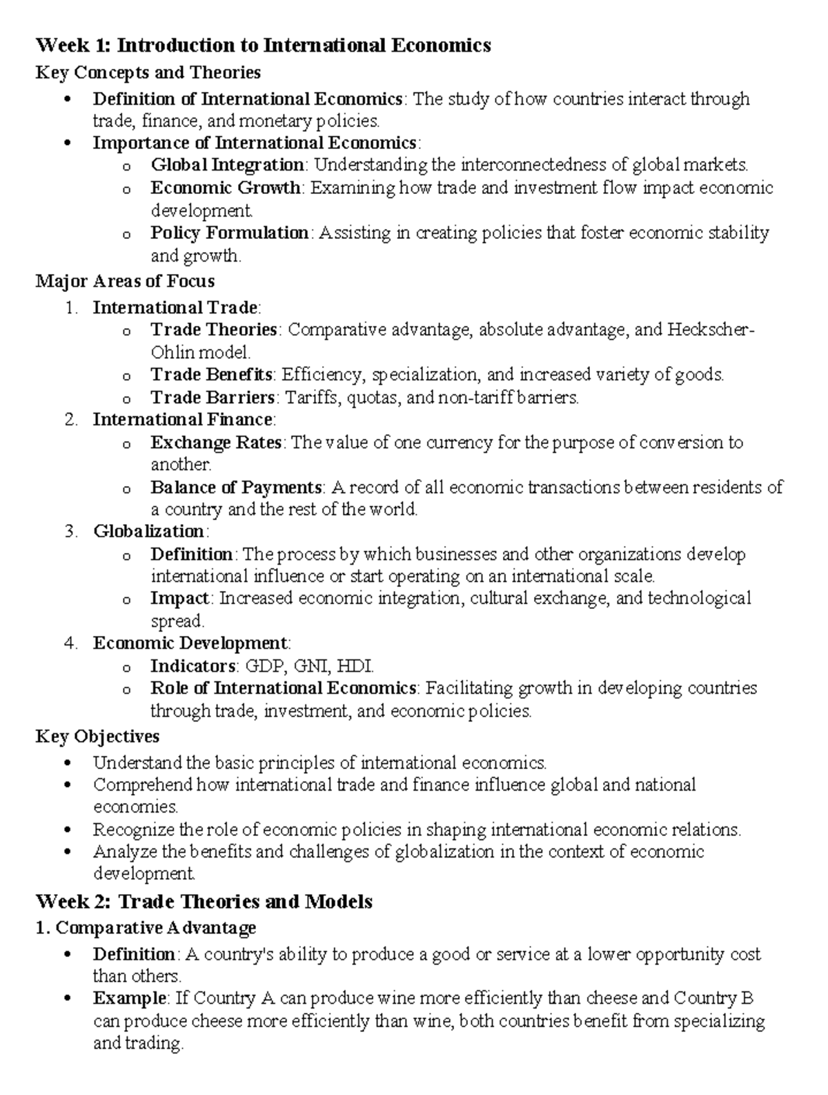 Week 1: Intro to International Economics - Key Concepts & Theories ...