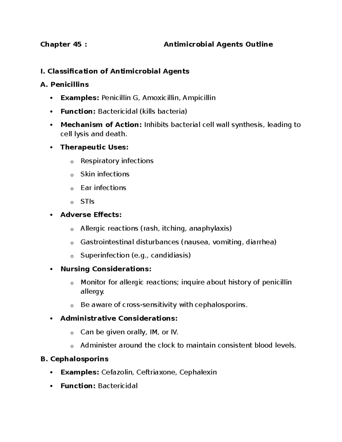 Chapter 45 Antimicrobial Agents: Anti-infective Drugs Overview - Studocu