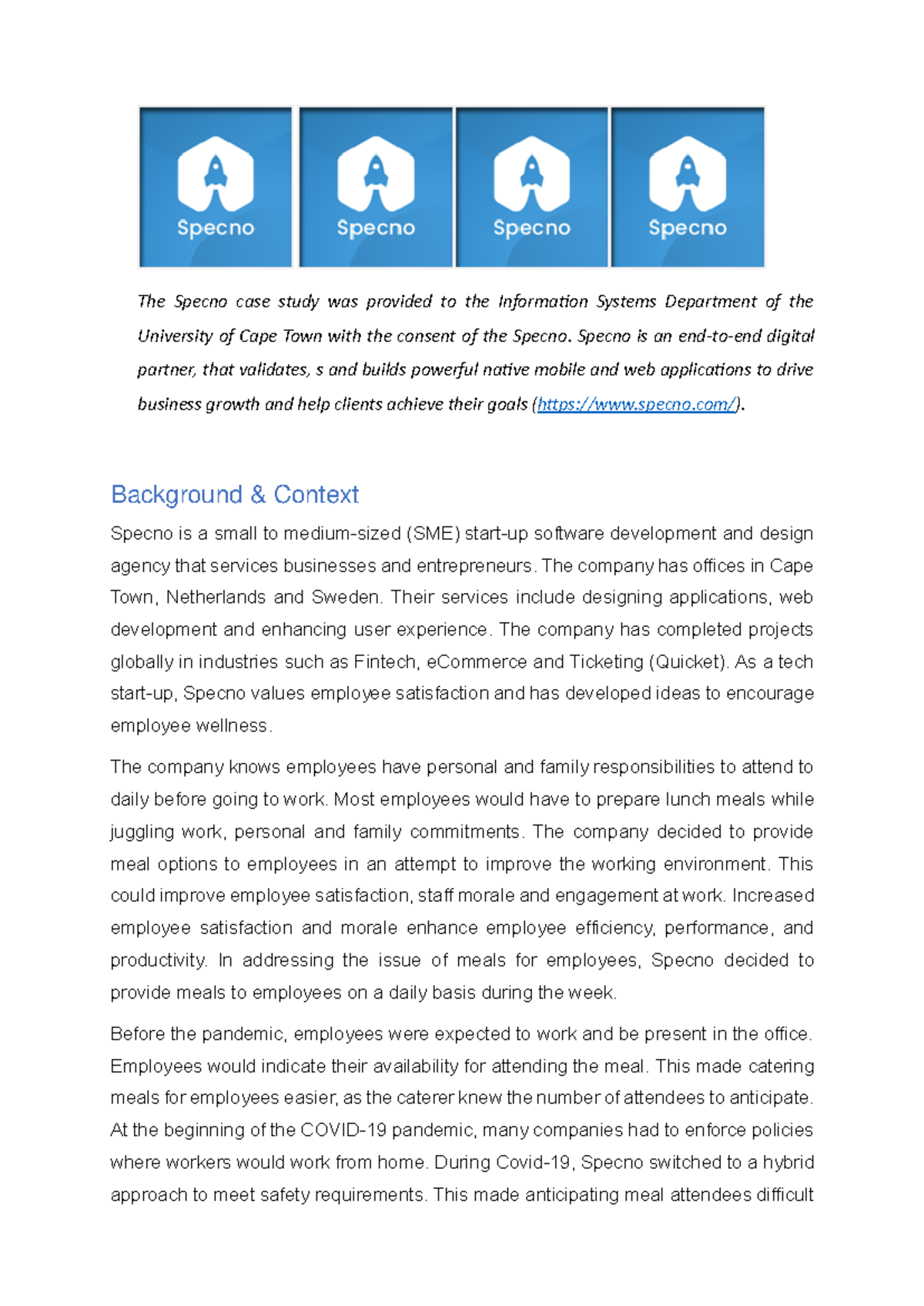 INF2009 F Specno Meal Management System Case Study - June 2025 - Studocu
