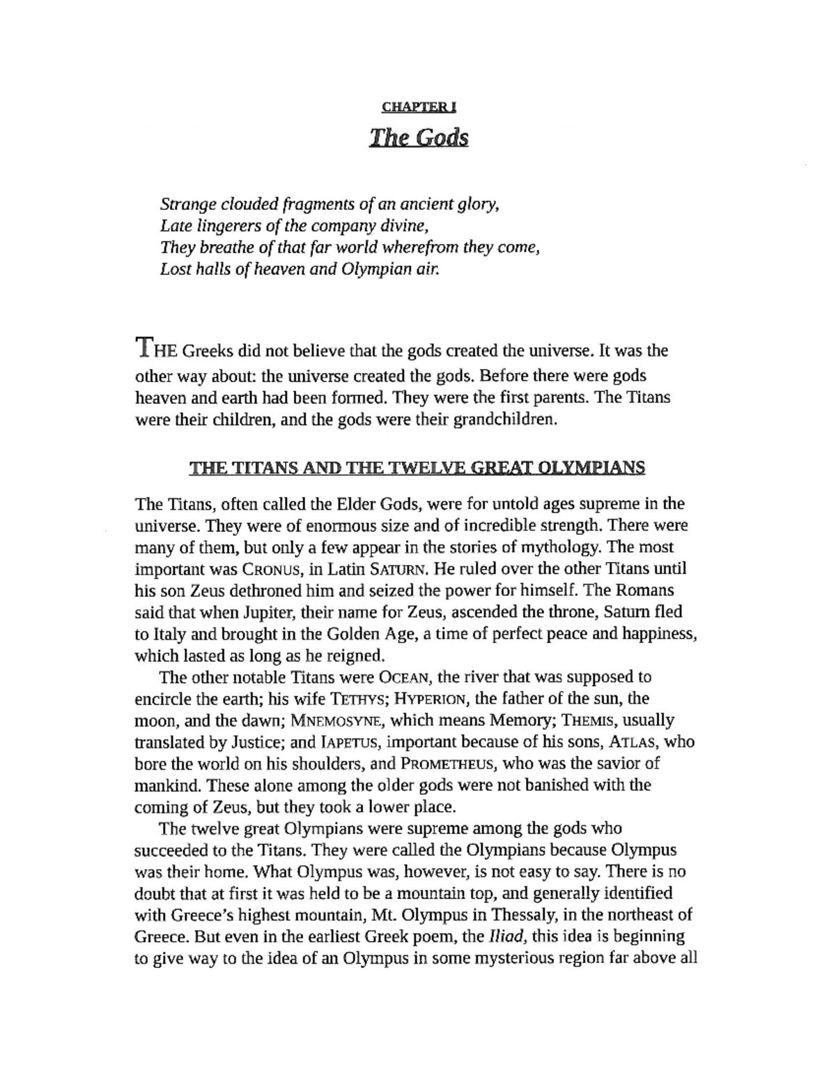 CHAPTER I: The Titans and Olympians in Greek Mythology (KM_654e) - Studocu