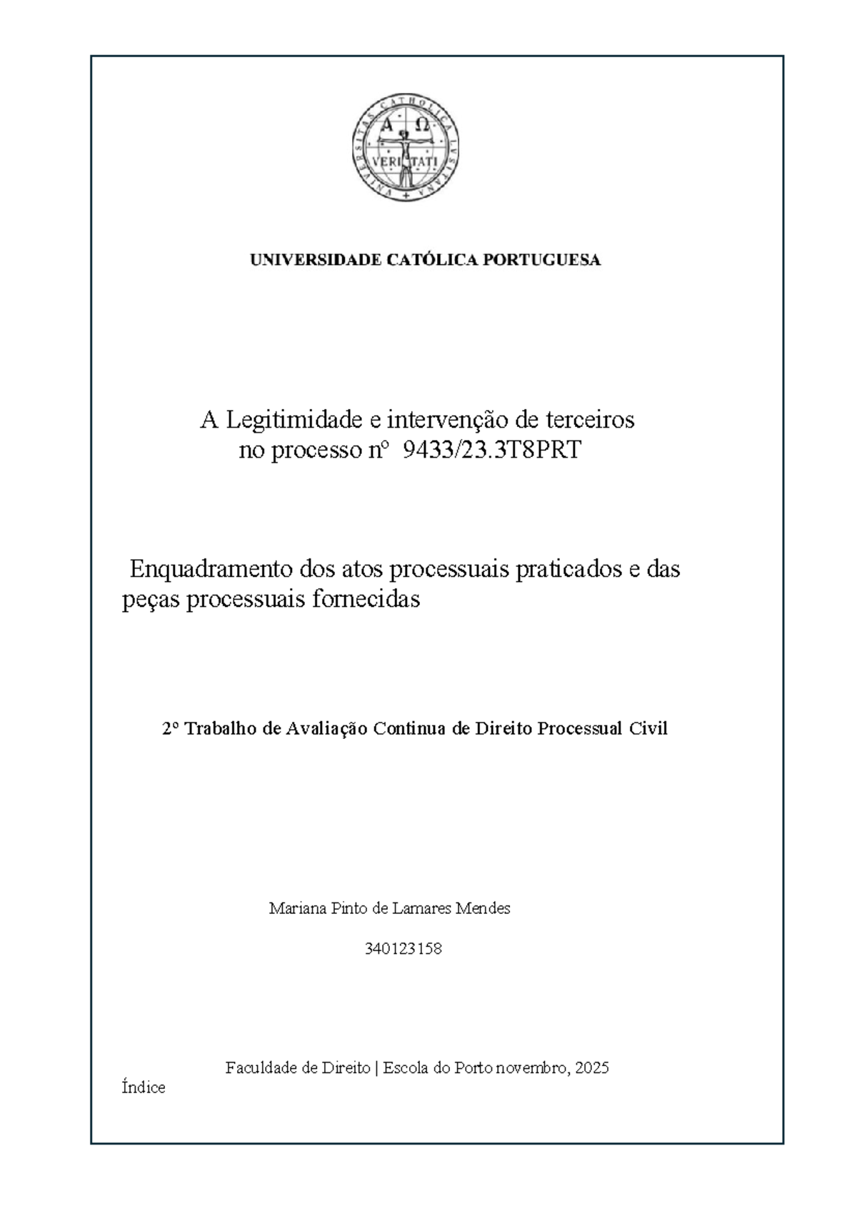 Legitimidade e Intervenção de Terceiros no Processo Civil - Trabalho 2 ...